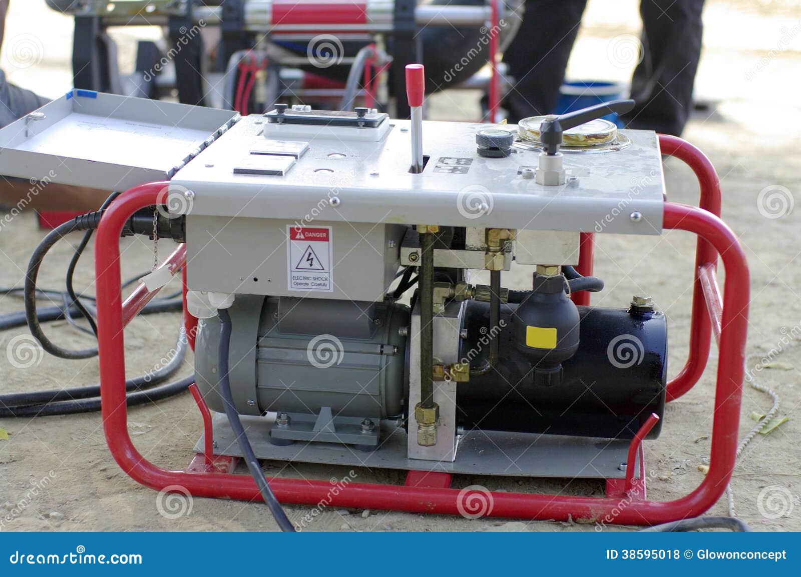 Hands Working on Pipe Joint Construction Machine Stock Photo - Image of ...