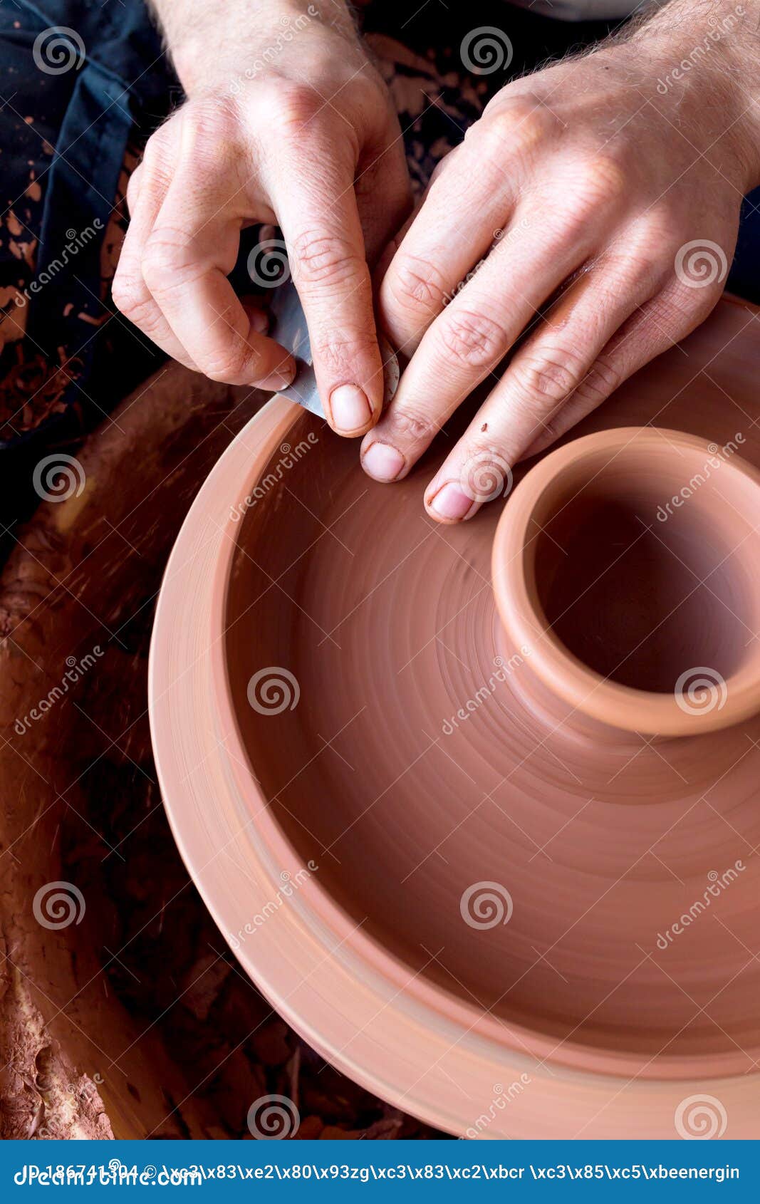 Hands Working on Pottery Wheel Stock Photo - Image of clay, handiwork ...