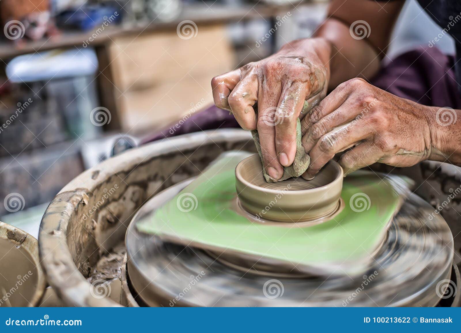 Hands Working on Pottery Wheel Stock Photo - Image of artisan, creation ...