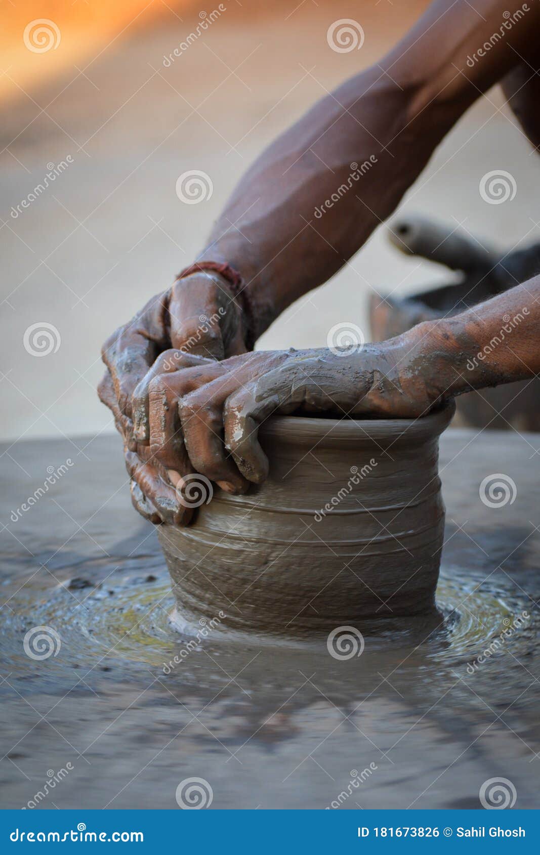 Potter hands pot. stock photo. Image of making, adult - 181673826