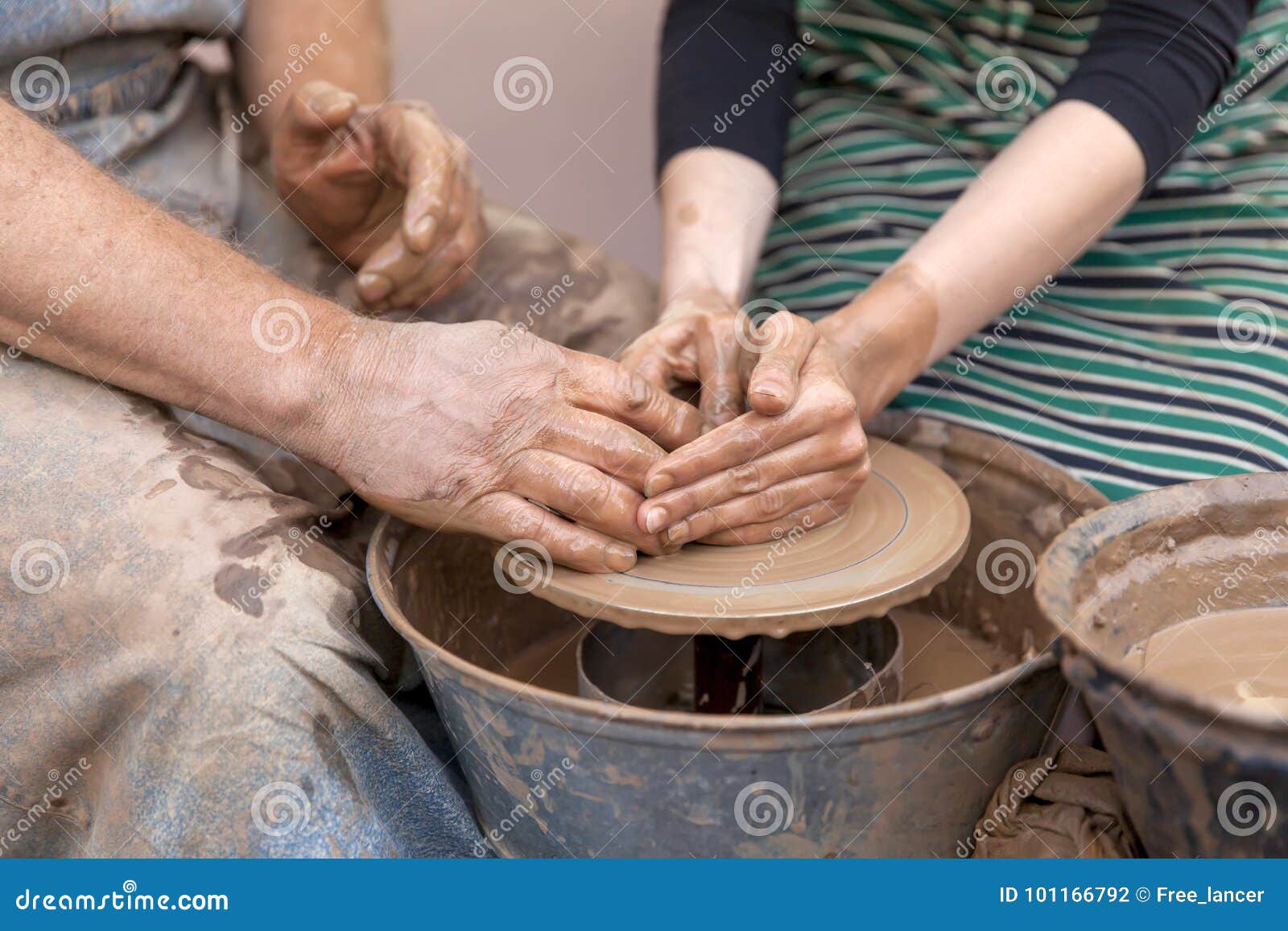 Pottery Making. Hands Working on Pottery Wheel Stock Photo - Image of ...