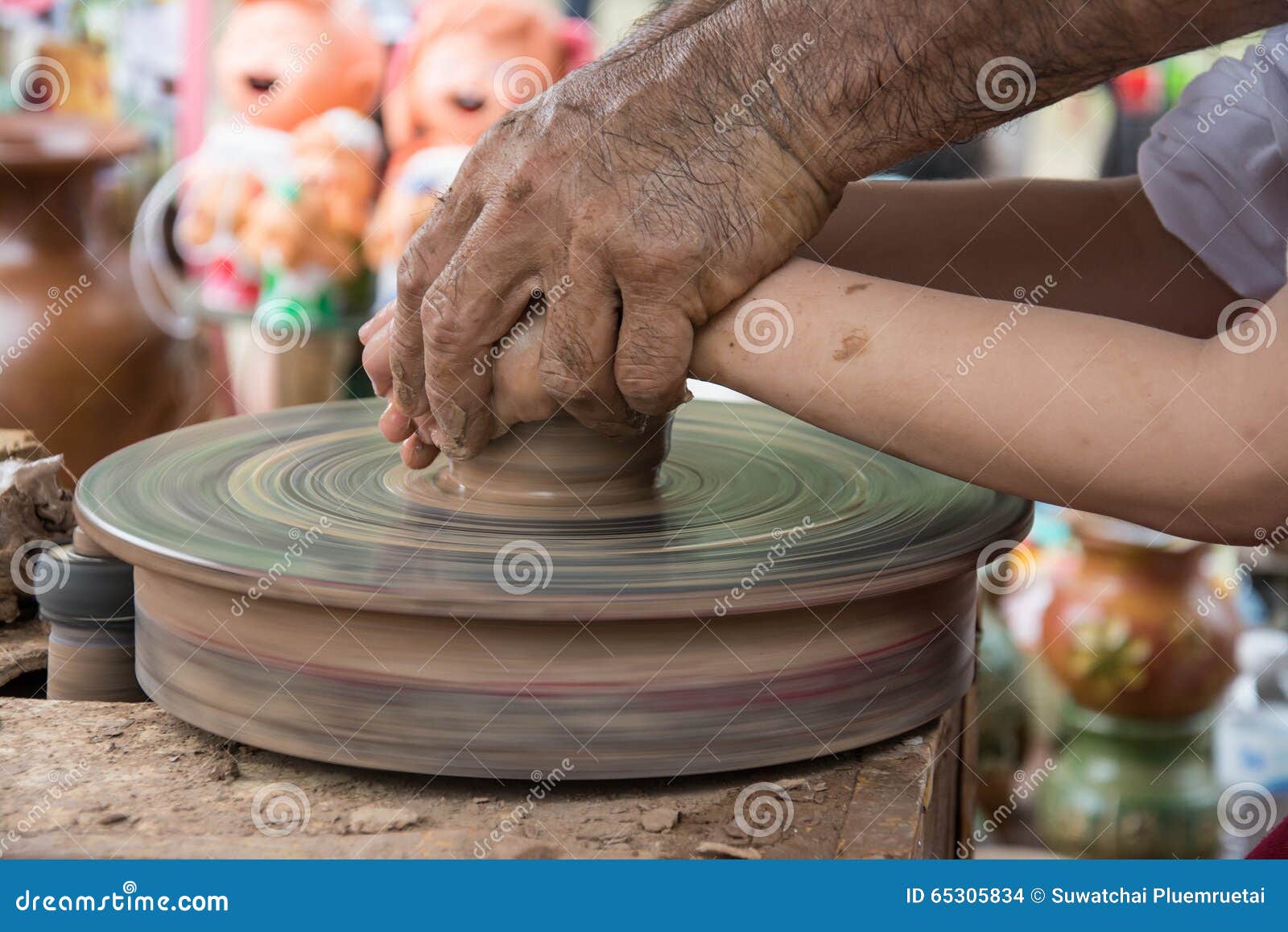 Hands Working on Pottery Wheel Stock Photo - Image of clay ...