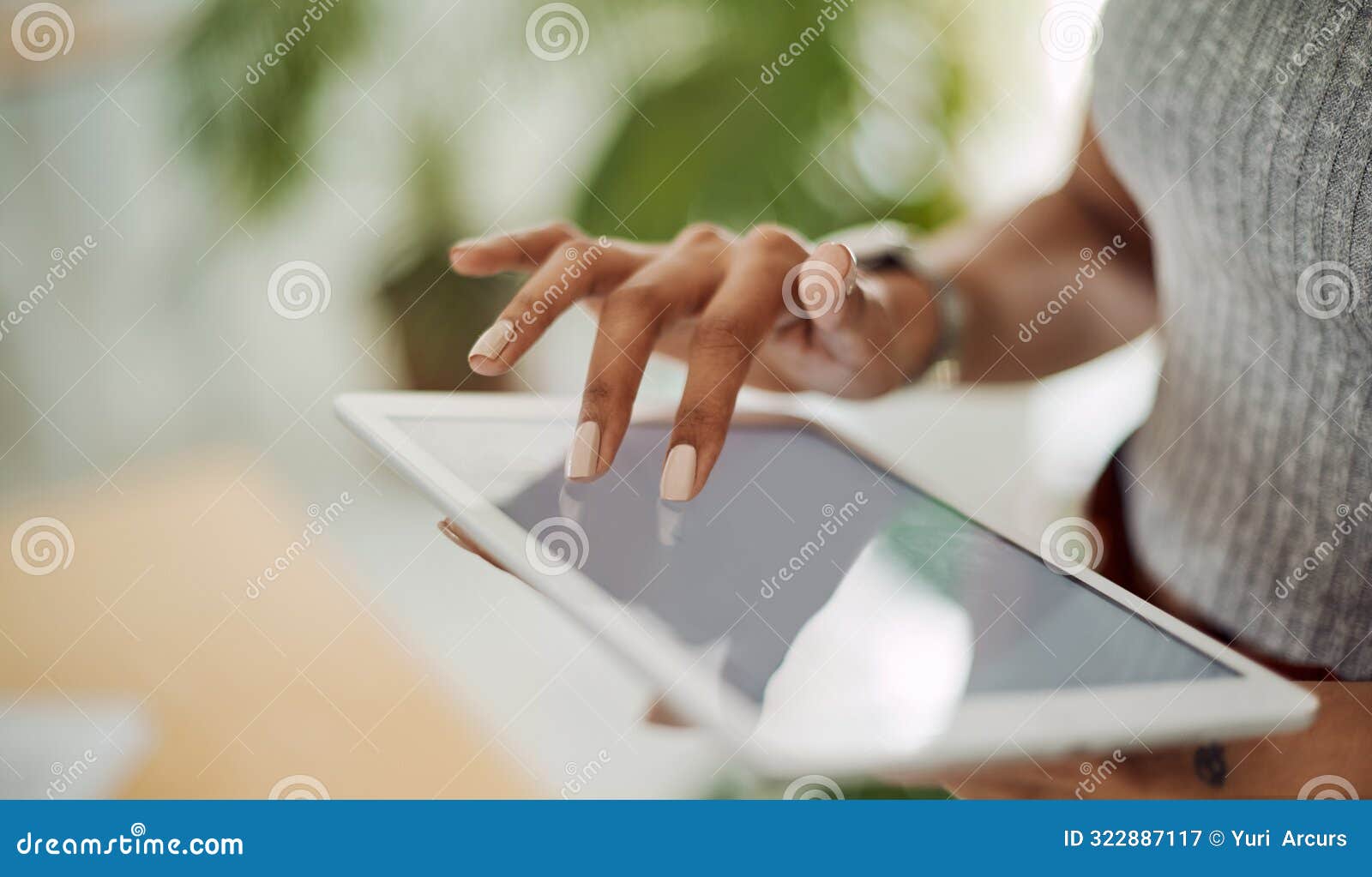 Hands, Working and Tablet Screen in Office for Business, Mockup ...