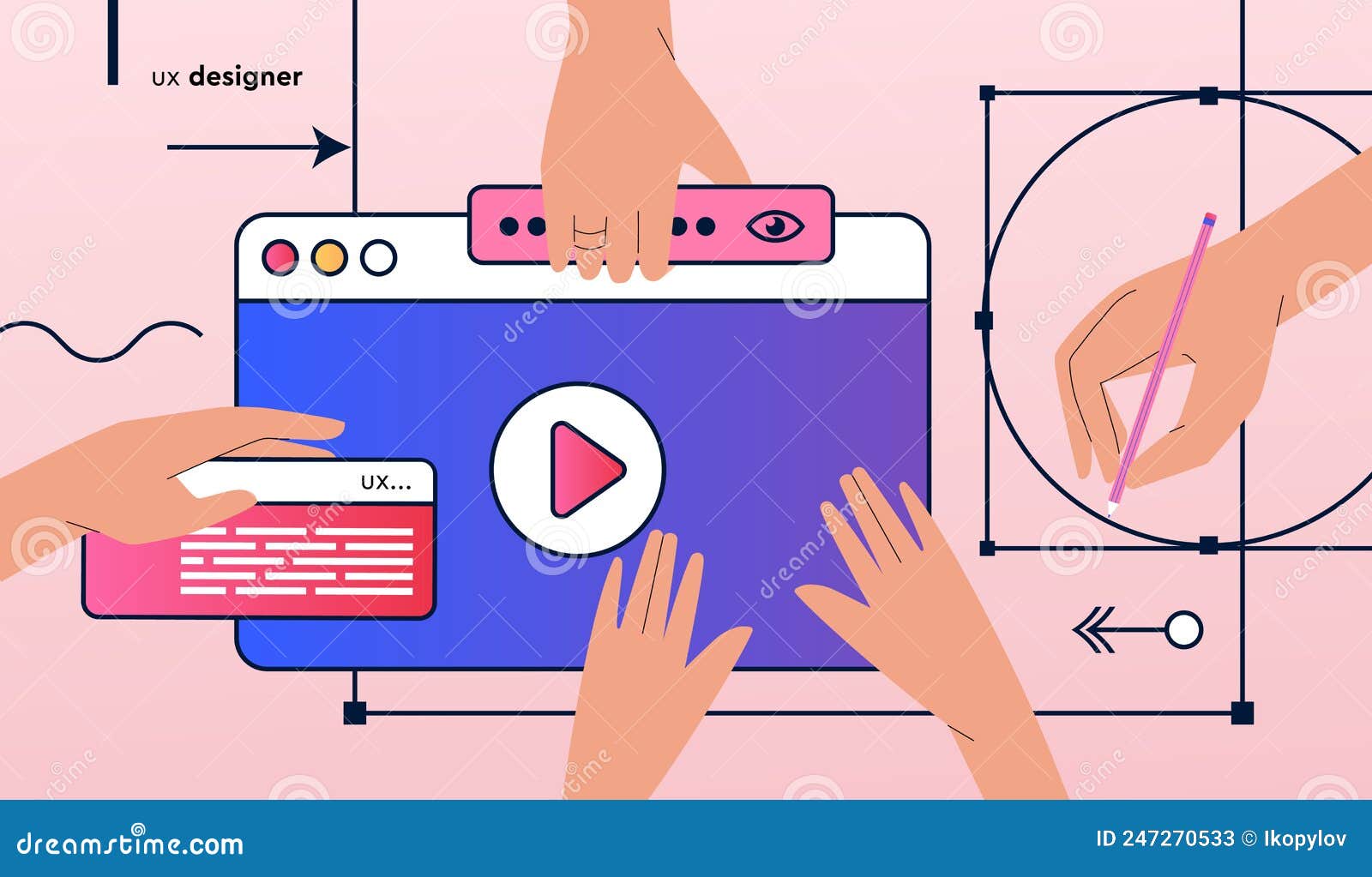 Hands Working On Website Or App, Ui Ux Design And Programming. The Design Team Is Engaged In ...