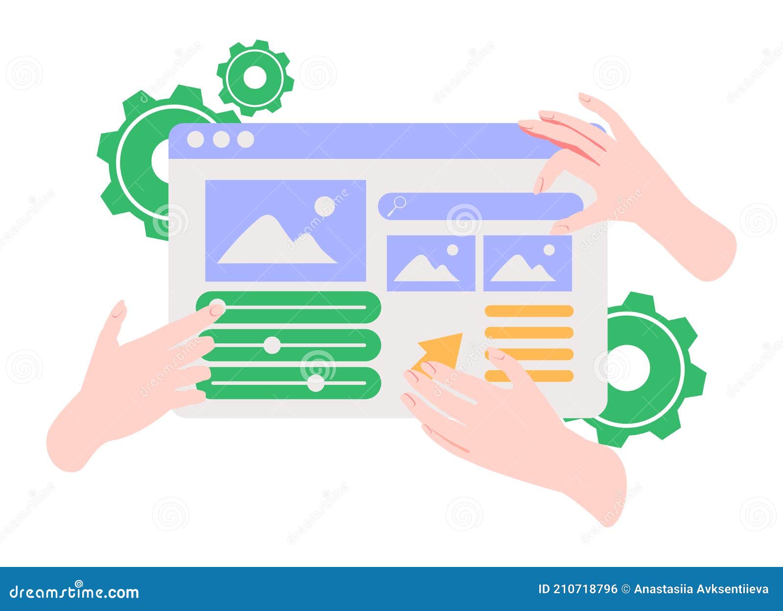 Hands are Working on Website or Application, Ui Ux Design and Programming. Team of Designers ...