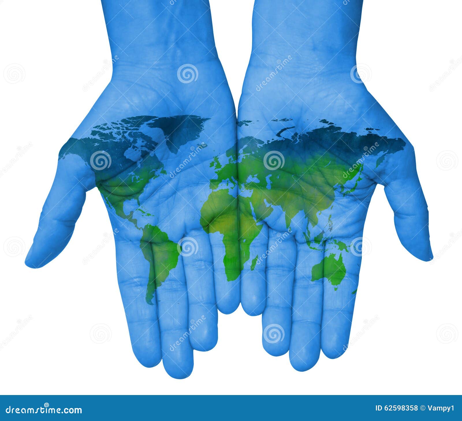 Hands with World Map, Map of the World Drawn Stock Illustration ...