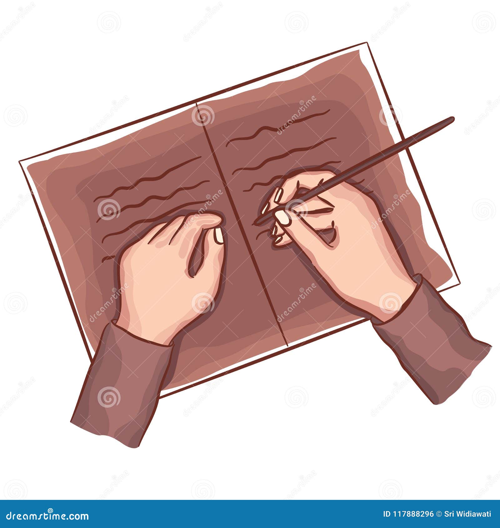 Hands Writing on Book Note, Diary. Top View. Holding Pen Stock Vector ...