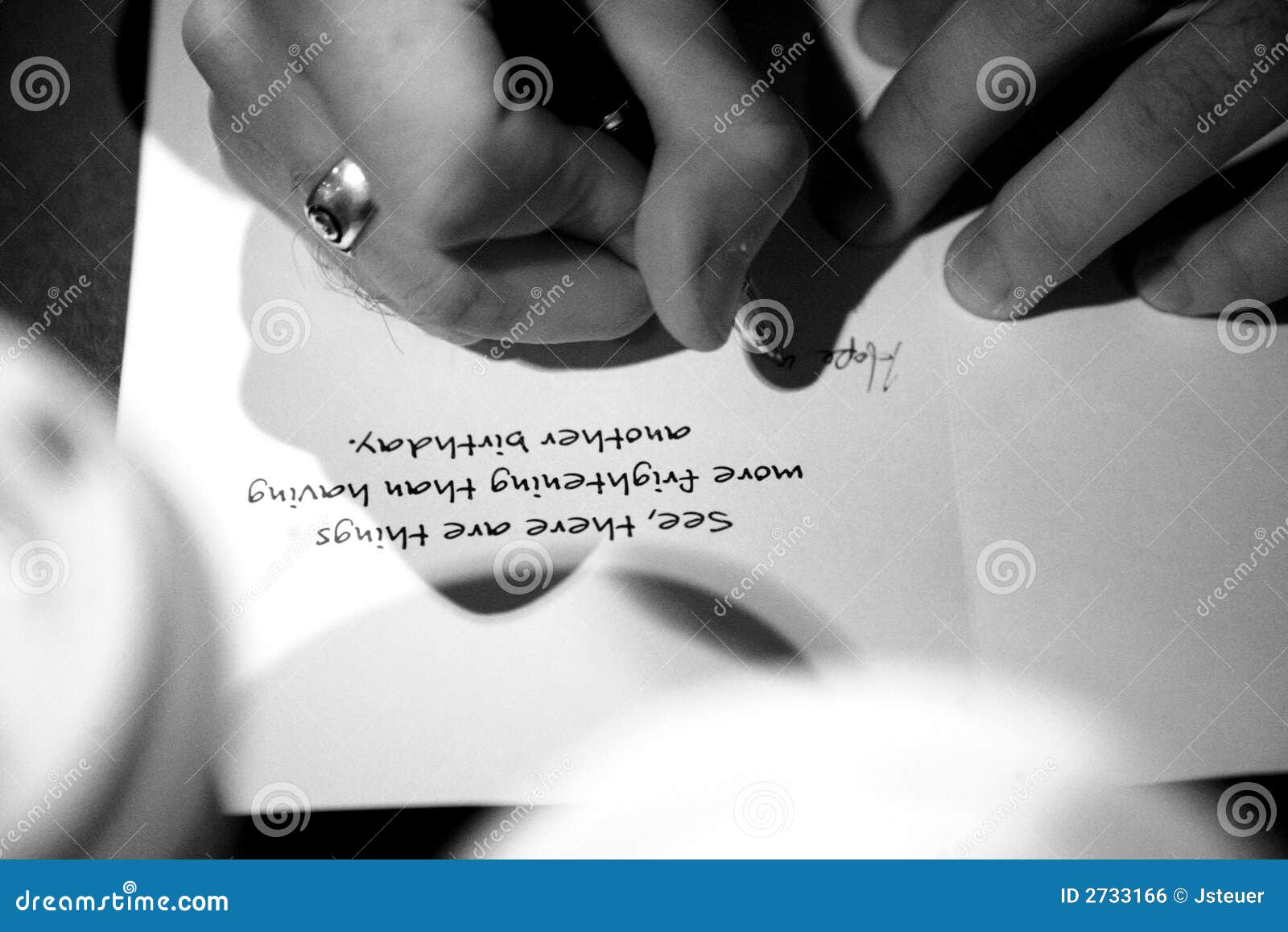 Hands Writing a Card stock photo. Image of perspective - 2733166