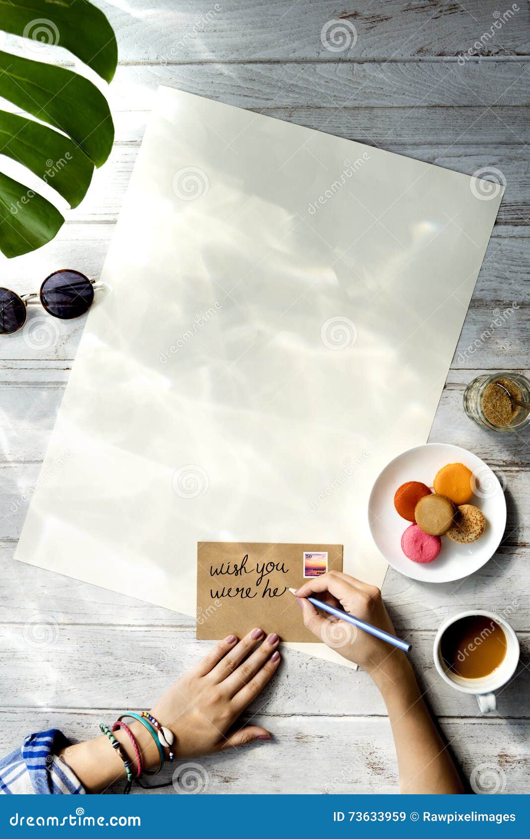 Hands Writing Message Desk Concept Stock Image - Image of space, letter ...