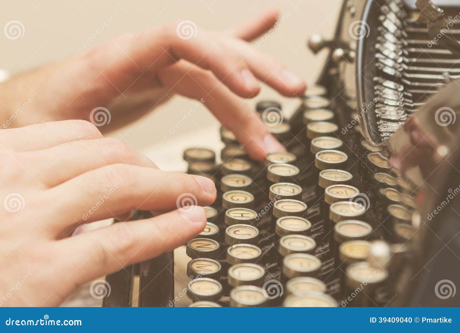 Hands Writing on Old Typewriter Stock Photo - Image of medium, ancient ...