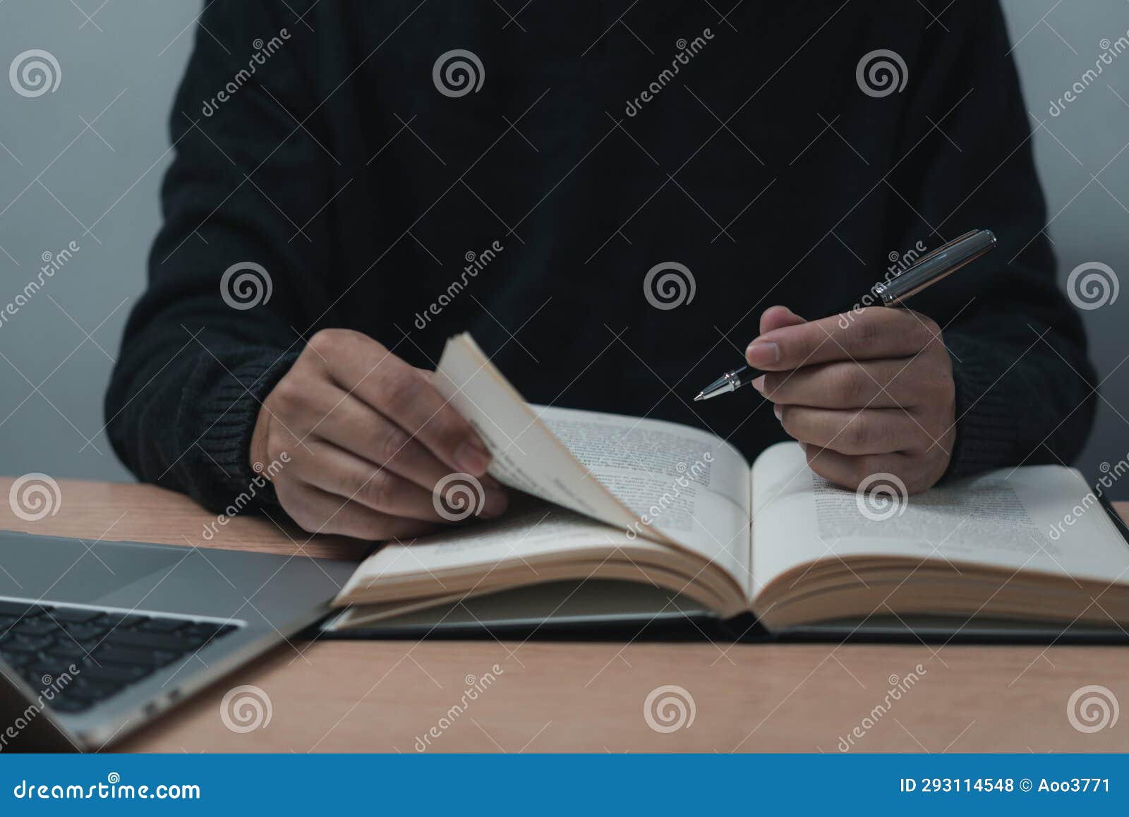 Hands Writing with Pen on Notebook. Concept of Work, Study, and ...