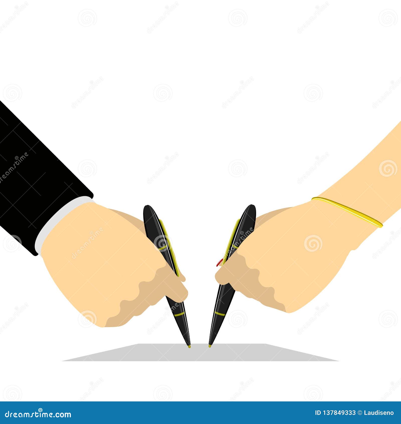 Hands writing together stock vector. Illustration of partnership ...