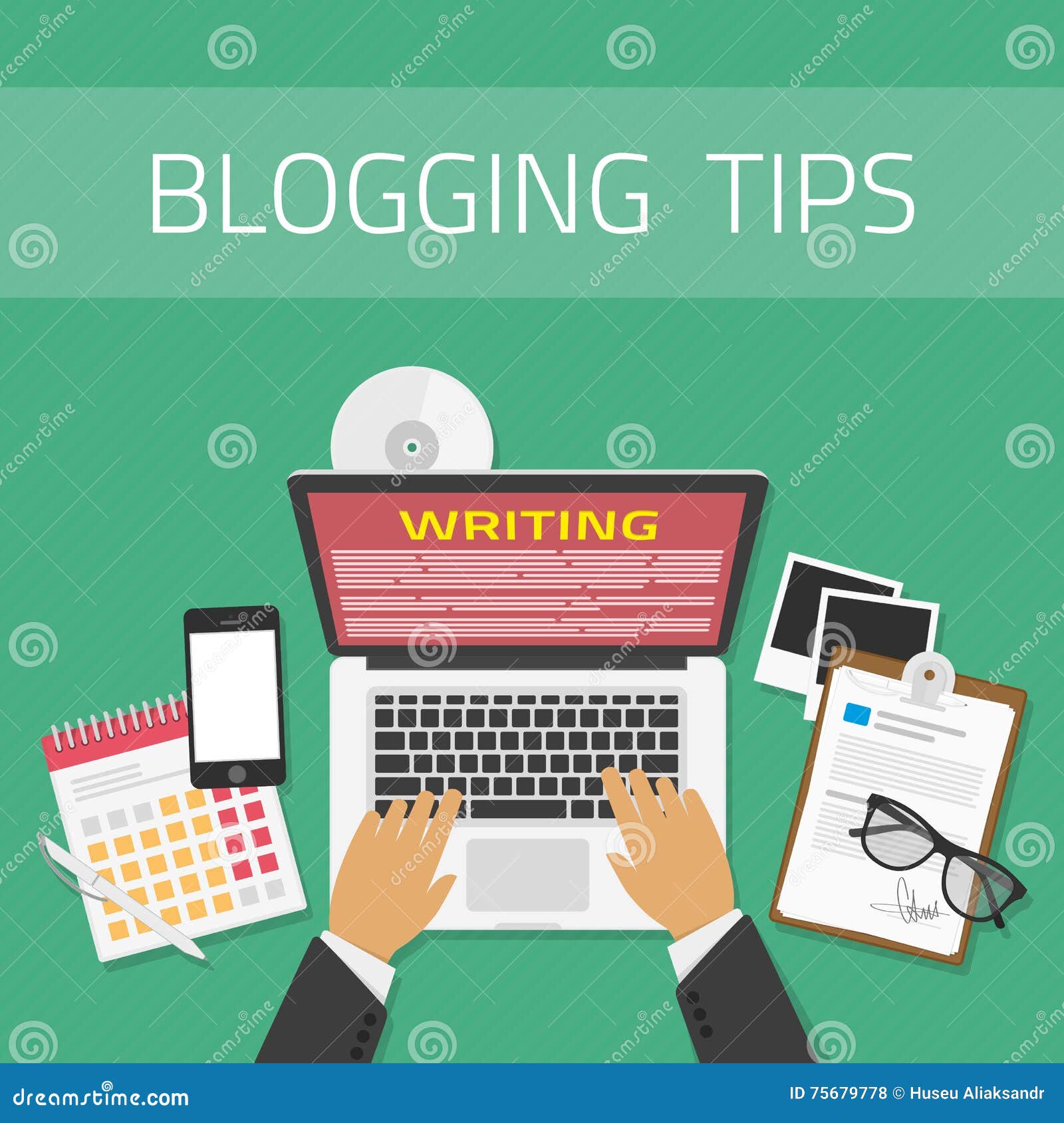 Hands Writing Working on Laptop Stock Vector - Illustration of computer ...