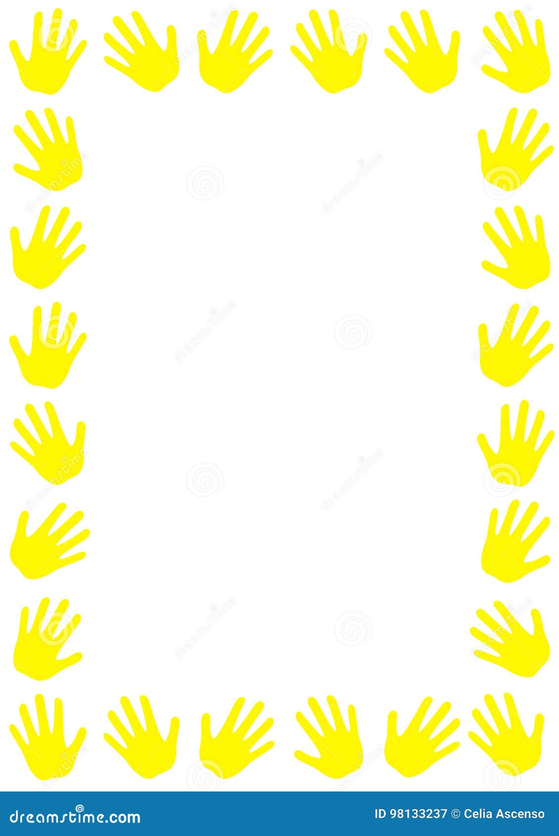 Hands yellow border frame stock illustration. Illustration of palm ...