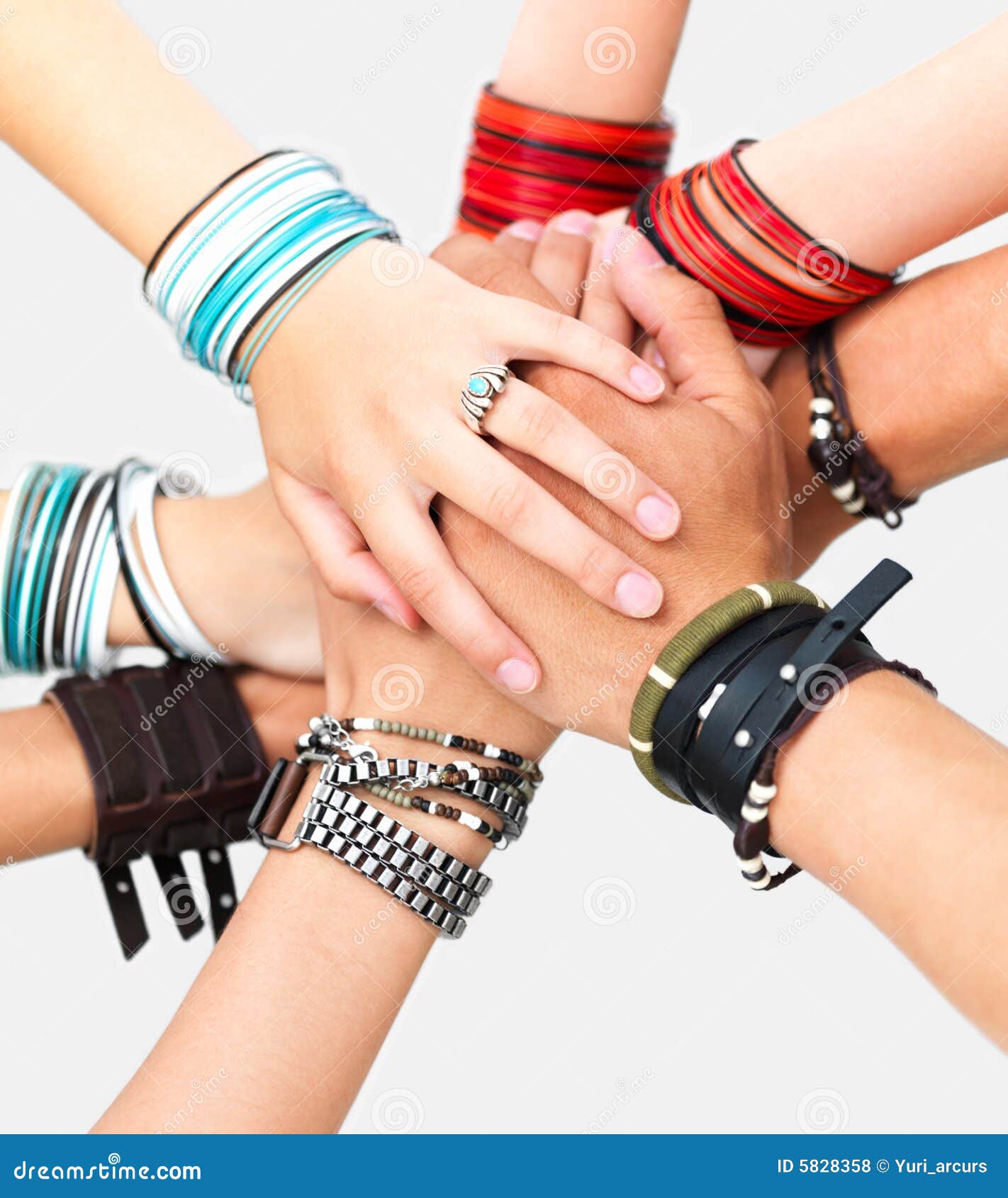Hands of Young Guys and Girls Showing Unity Stock Photo - Image of ...