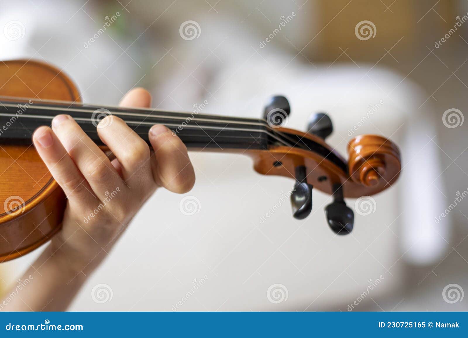 Hands of a Young Young Violinist Music on the Violin, Horizontal Stock ...