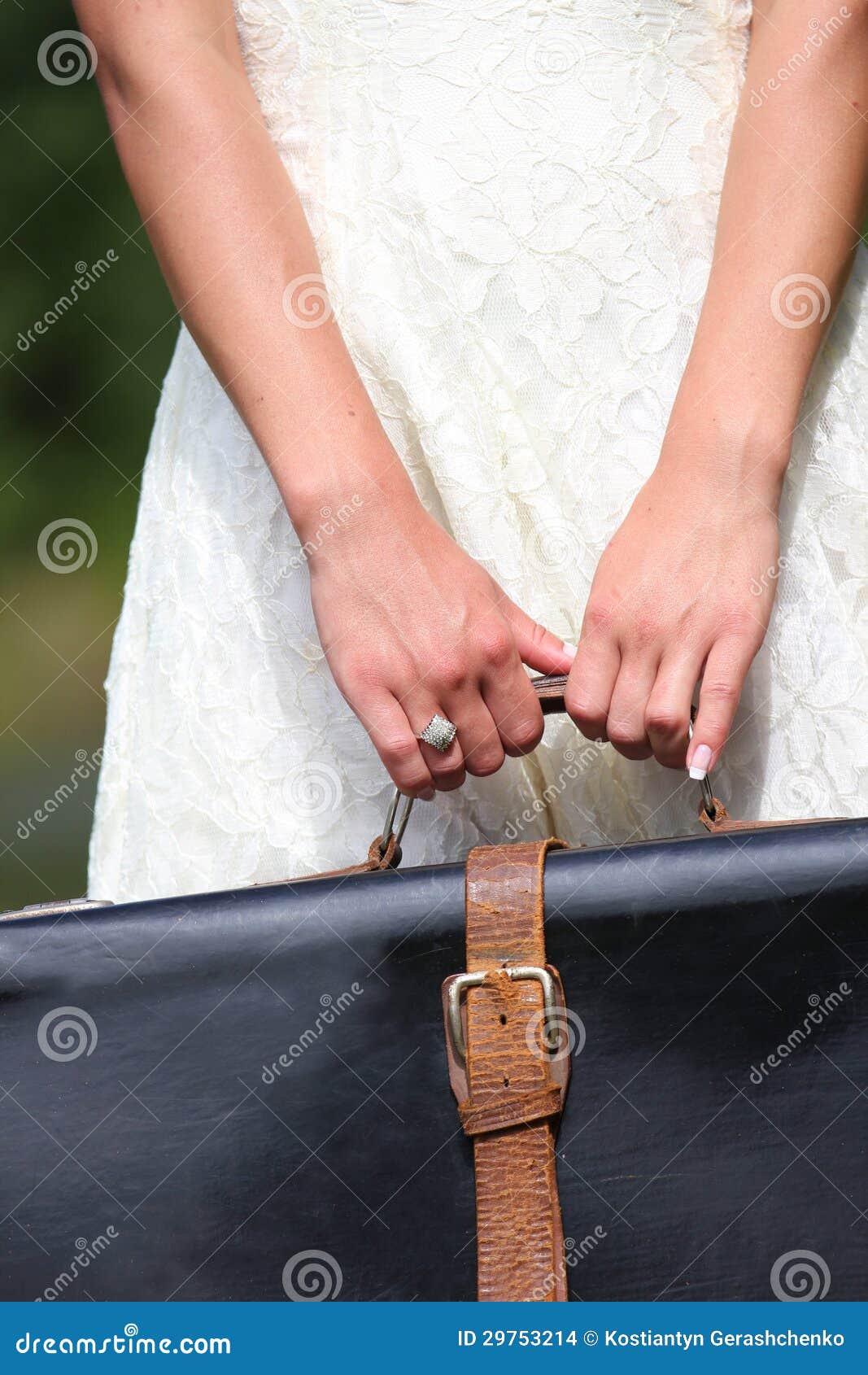 Hands of a Woman with a Suitcase Stock Photo - Image of legs, traveler ...