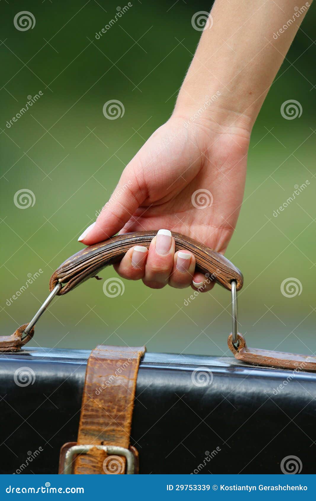 Hands of a Woman with a Suitcase Stock Image - Image of beauty, luggage ...