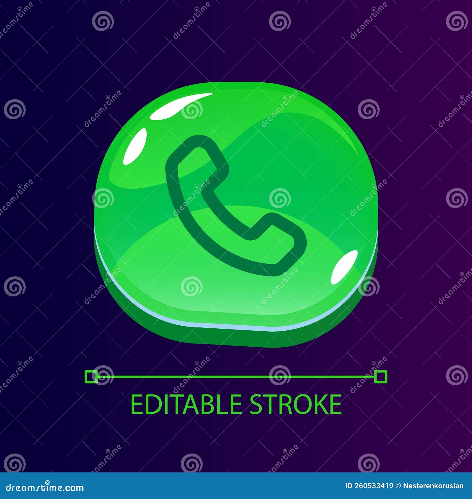 Handset Glossy Ui Button with Linear Icon Stock Vector - Illustration of mobile, service: 260533419