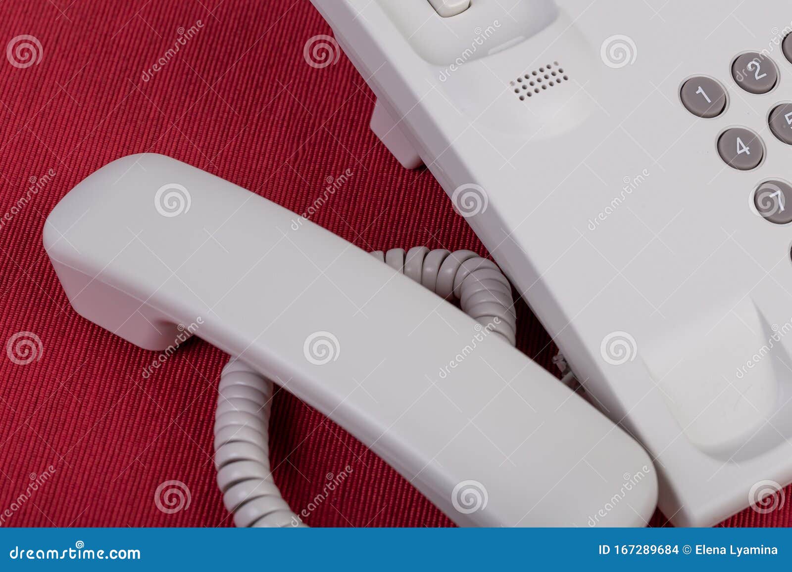 Handset Gray Phone.Push-button Telephone is on a Red Background Stock ...