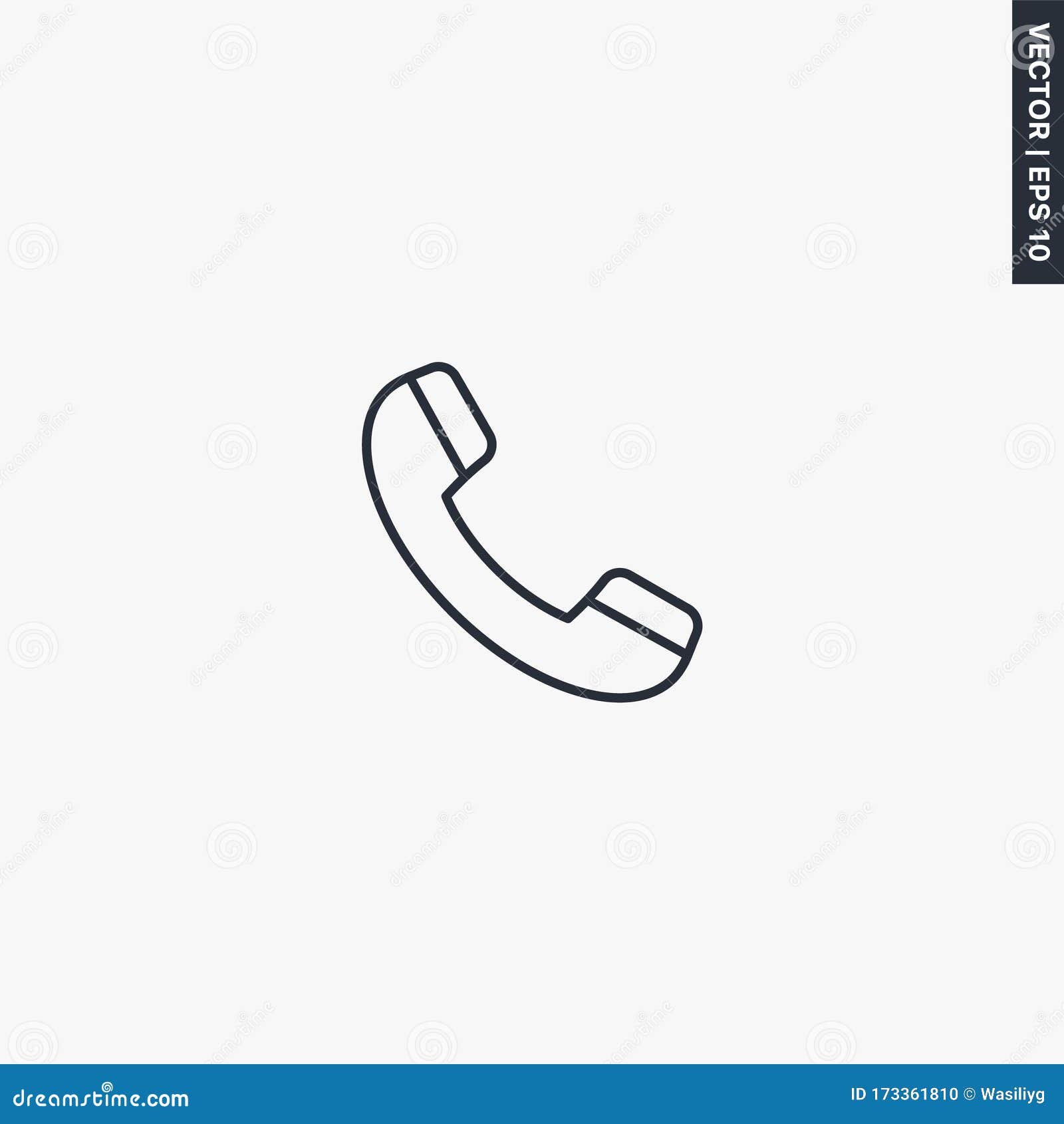 Handset, Linear Style Sign for Mobile Concept and Web Design Stock ...