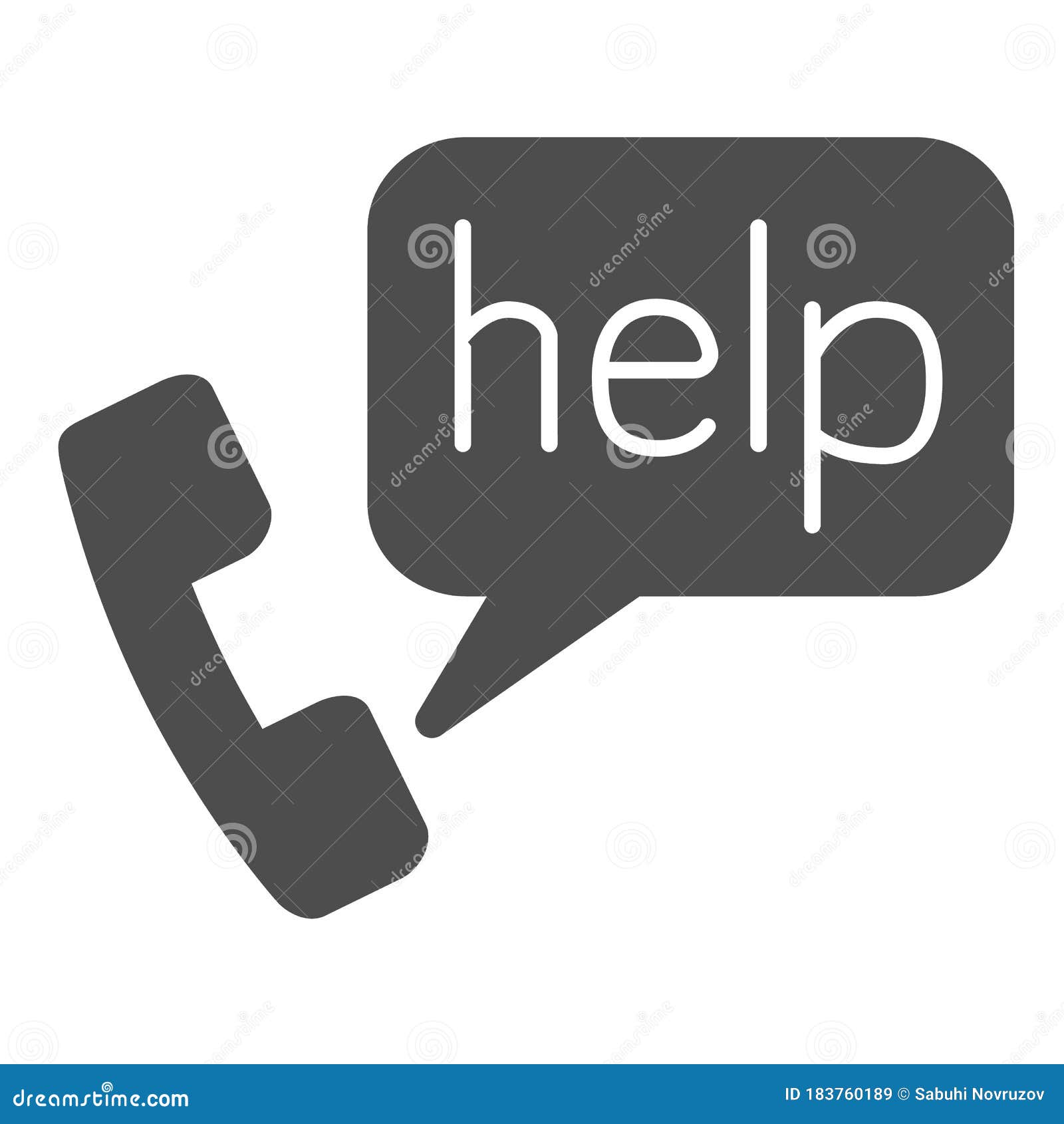 Handset with Speech Bubble Solid Icon, Hotline Support Concept ...