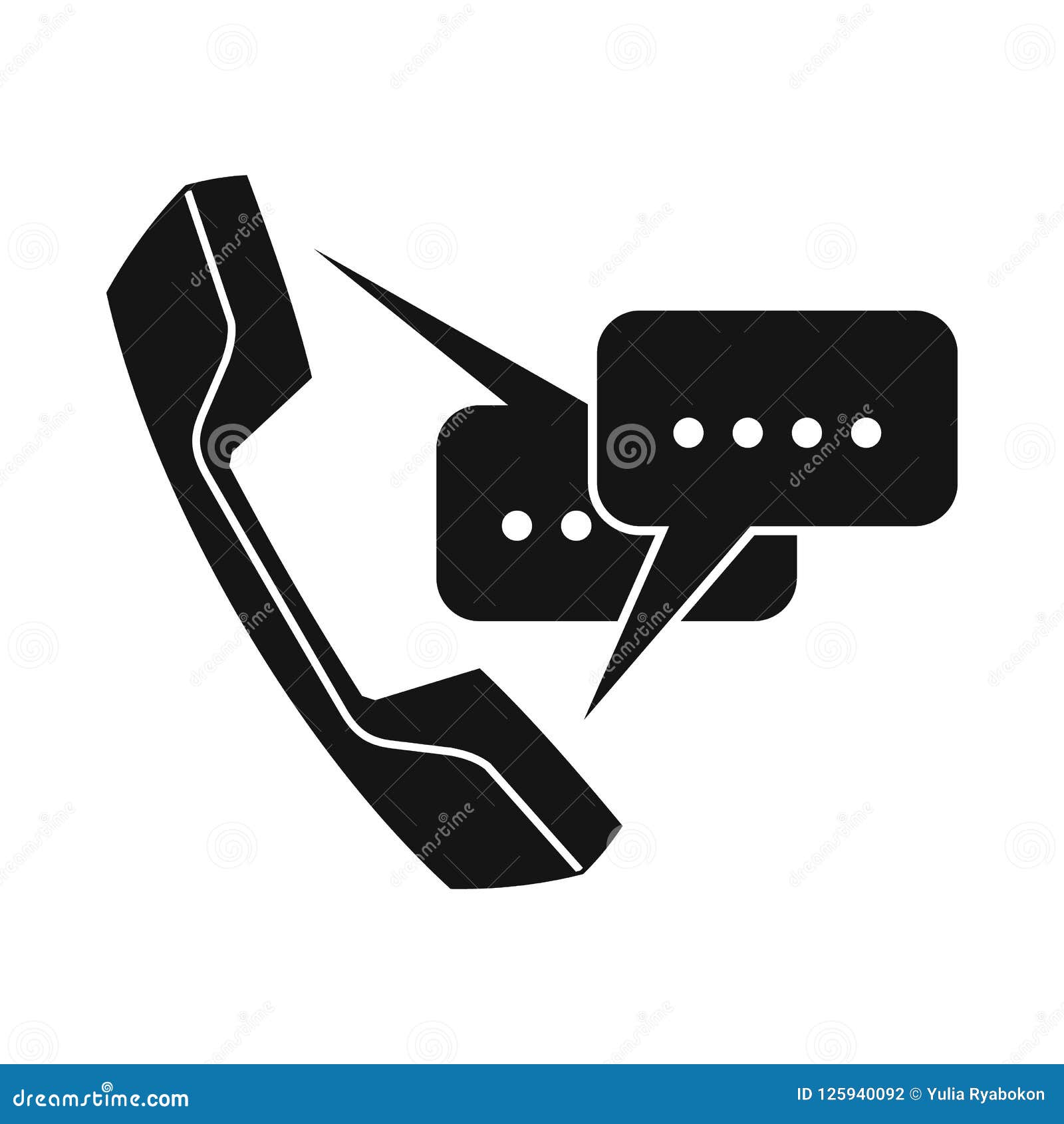 Handset with Speech Bubbles Icon, Simple Style Stock Illustration ... Handset with Speech Bubbles Icon, Simple Style Stock Illustration ...
