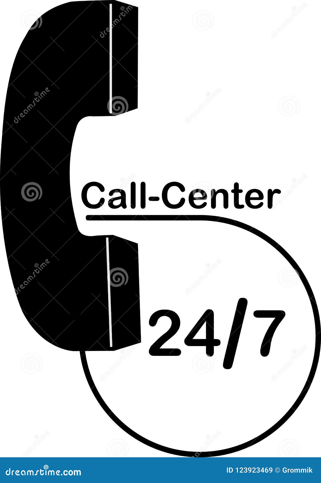 Vector Icon with Handset and Call Center Time Stock Illustration ...