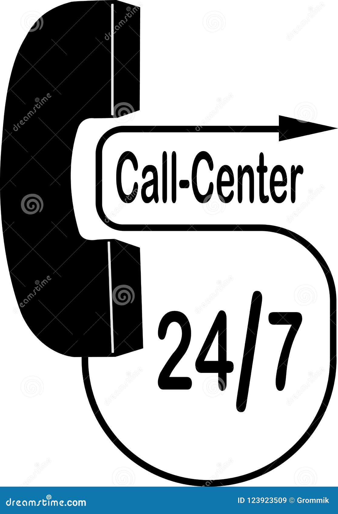 Handset and Working Hours of the Call Center, Vector Icon Stock ...