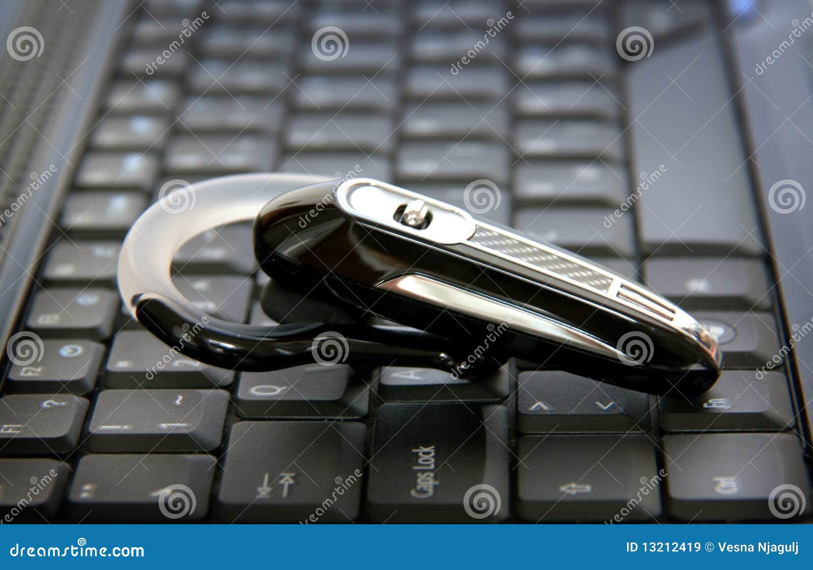 Handsfree Bluetooth Headset and Laptop Stock Image - Image of tooth ...