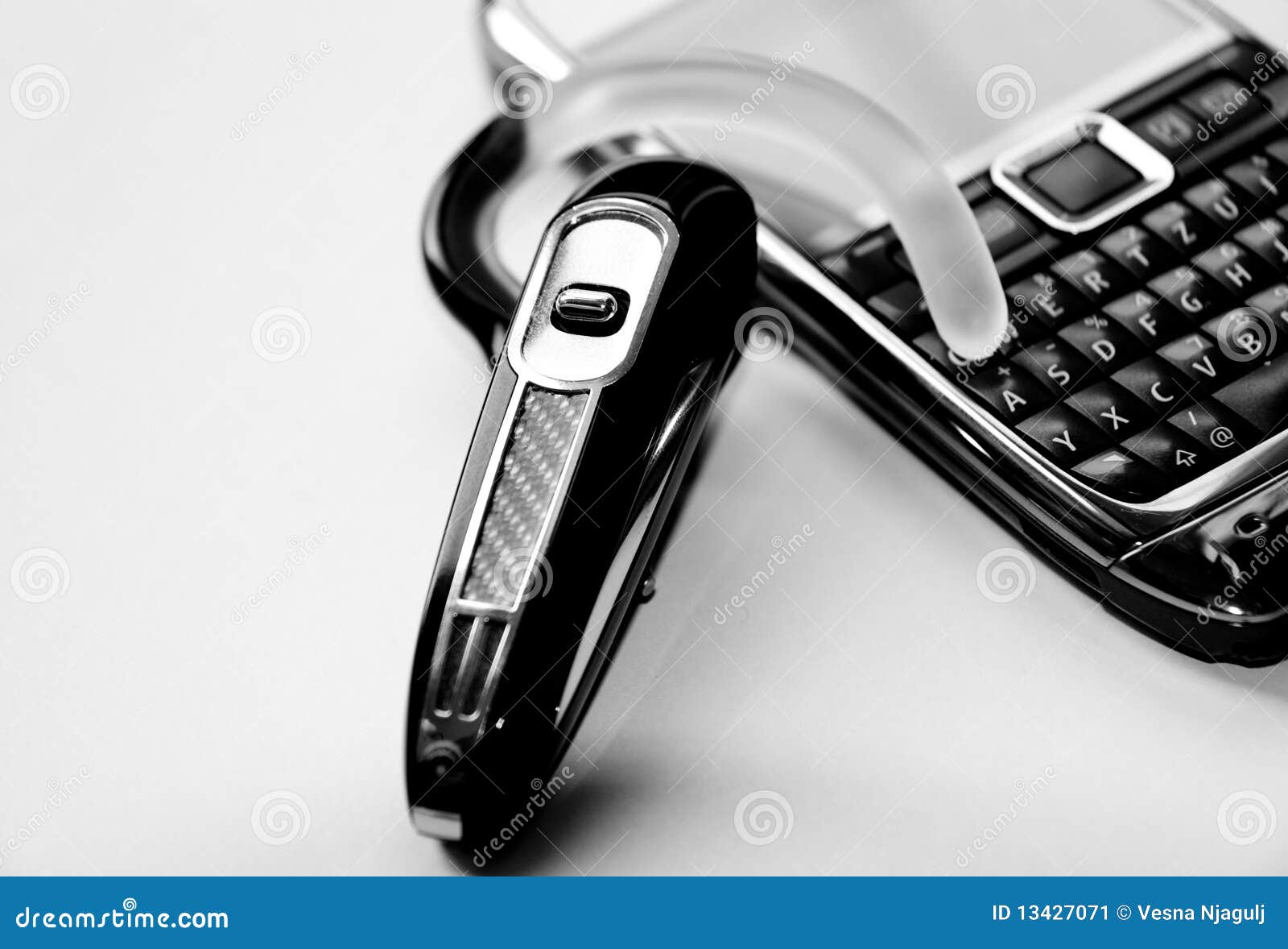 Handsfree Bluetooth Headset and Mobile Phone Stock Image - Image of ...