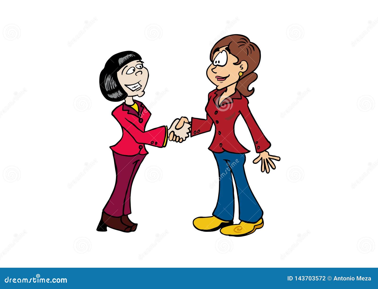 Handshake Asian Woman and European Woman Stock Vector - Illustration of ...