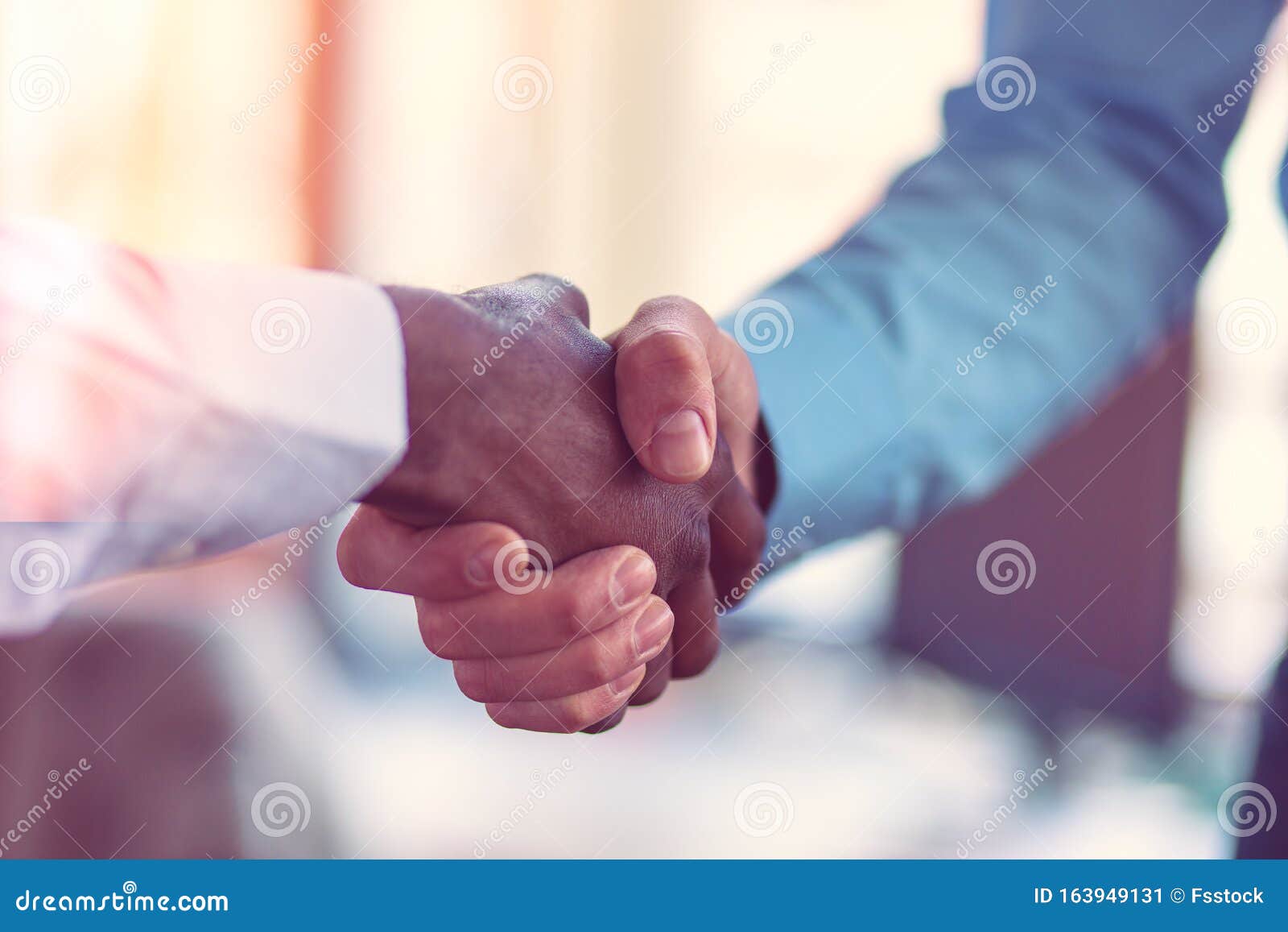 Handshake between African and a Caucasian Man. Stock Image - Image of ...