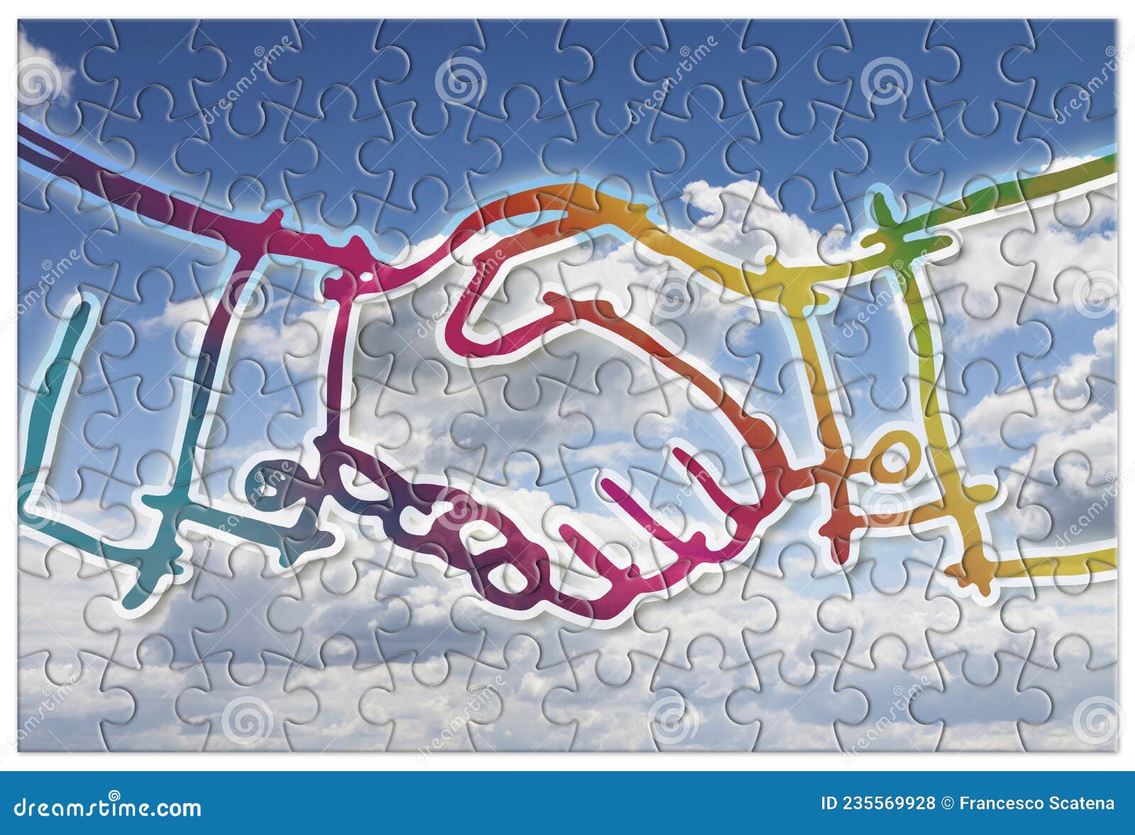 Handshake Against a Cloudscape Background - Concept Image in Jigsaw ...