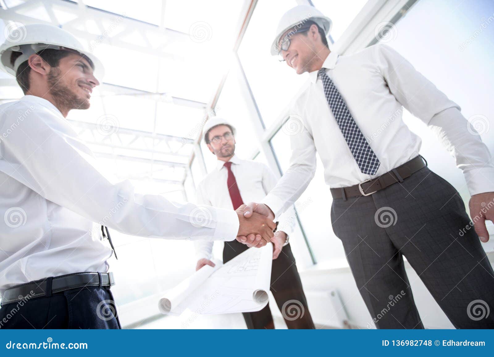 Handshake between Architect and Customer Stock Photo - Image of office ...
