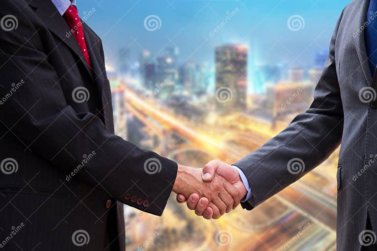 Handshake on Background of Buildings Stock Image - Image of achievement ...