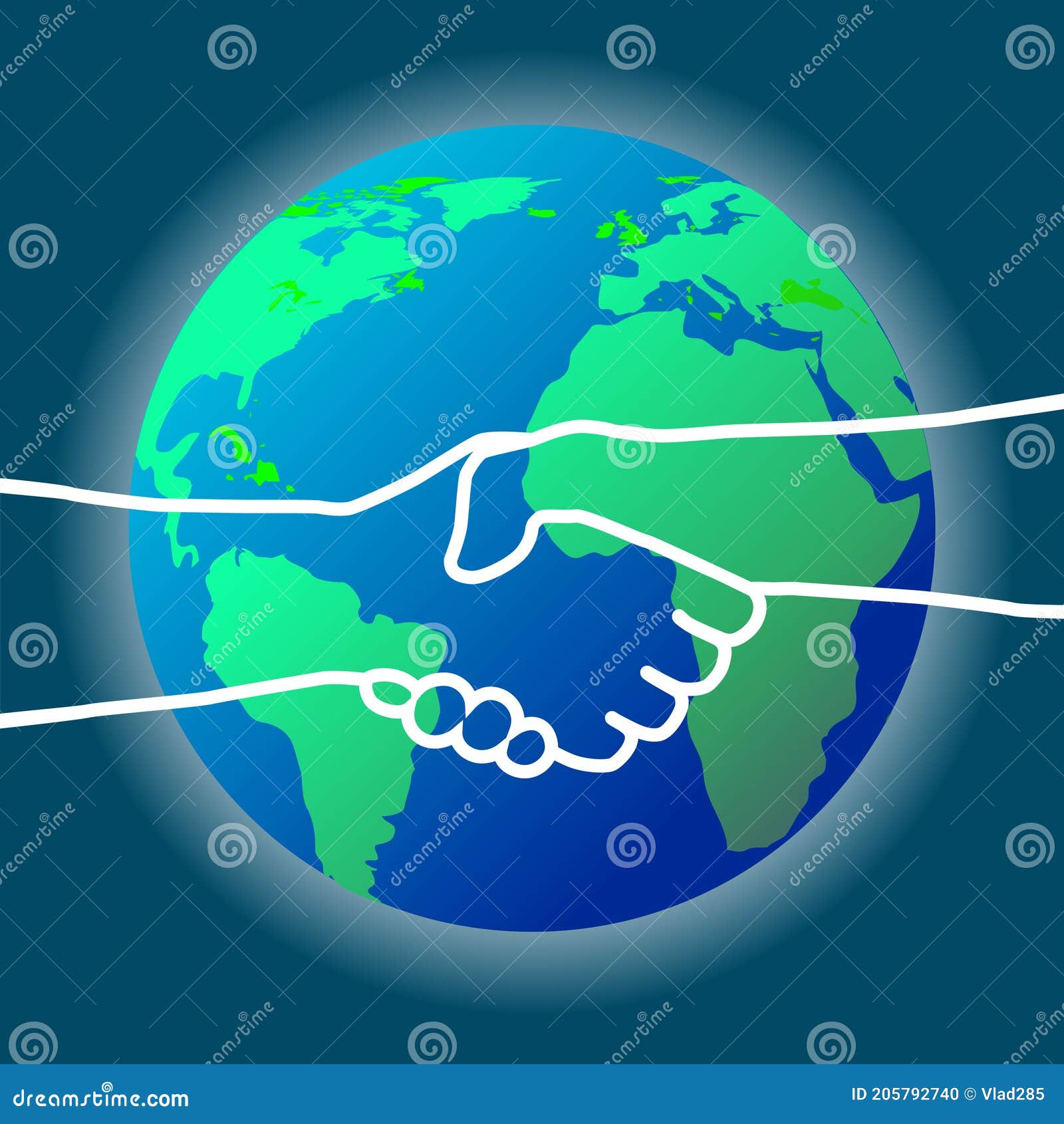 Handshake on the Background of the Globe. Stock Illustration ... Handshake on the Background of the Globe. Stock Illustration ...