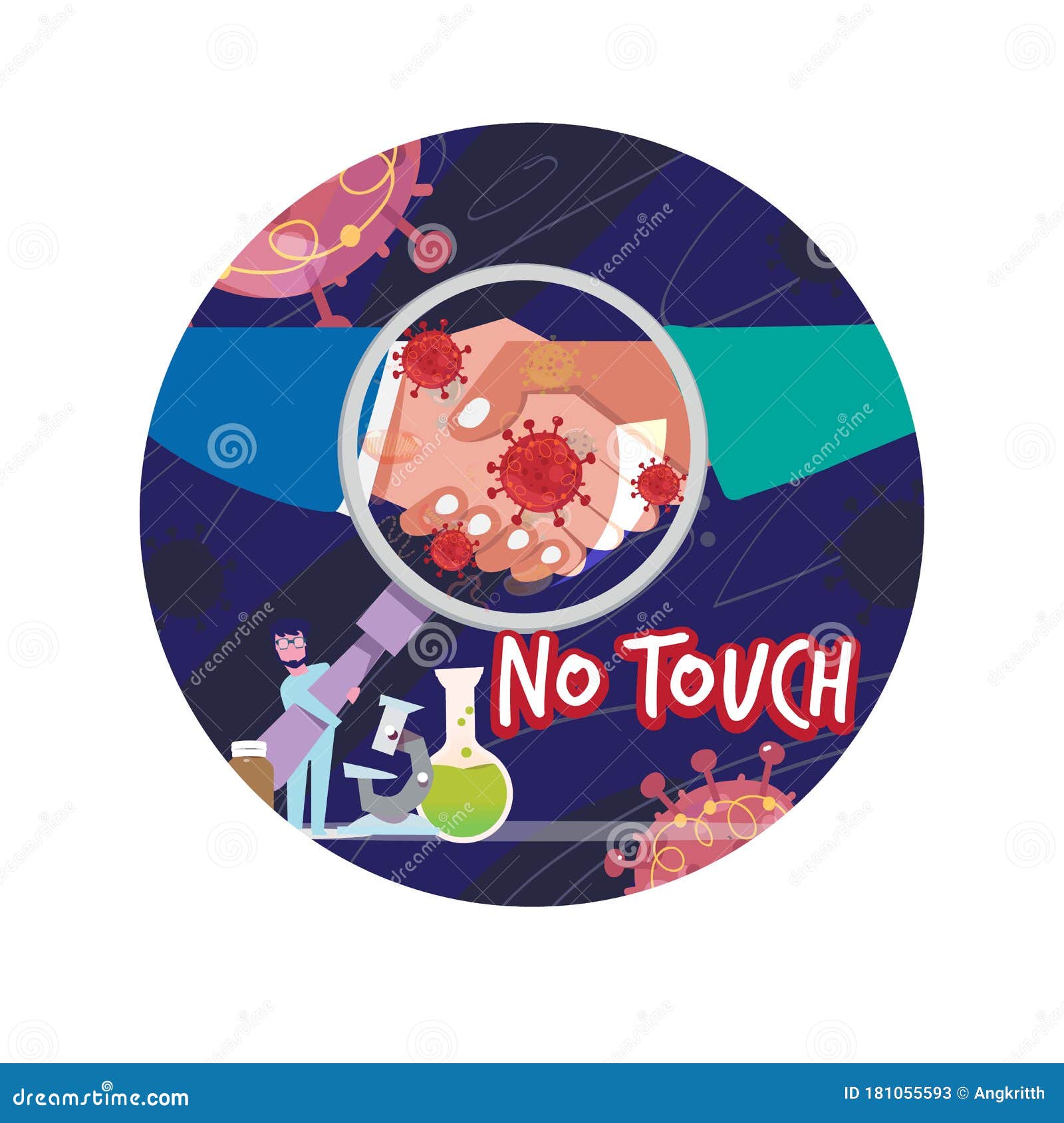 Handshake with Bacteria or Virus - Vector Illustration Stock Vector ...