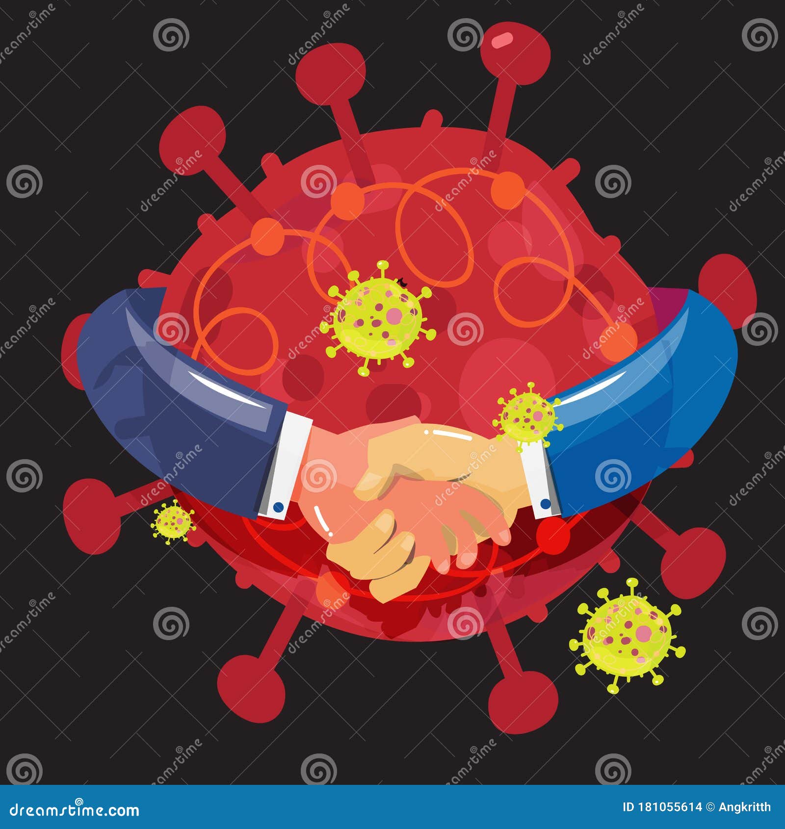 Handshake with Bacteria or Virus Stock Vector - Illustration of hand ...