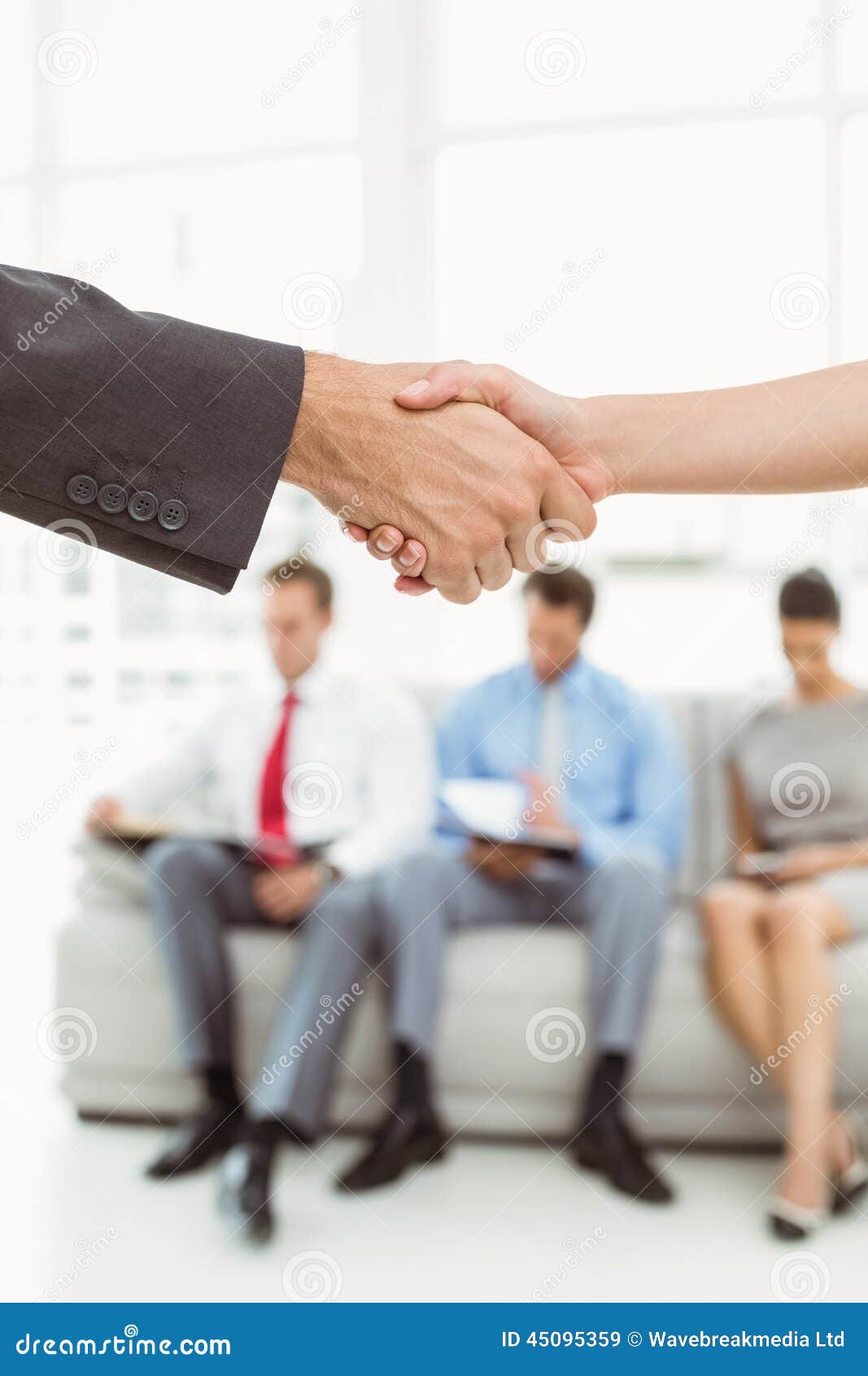 Handshake Besides People Waiting for Interview Stock Image - Image of ...