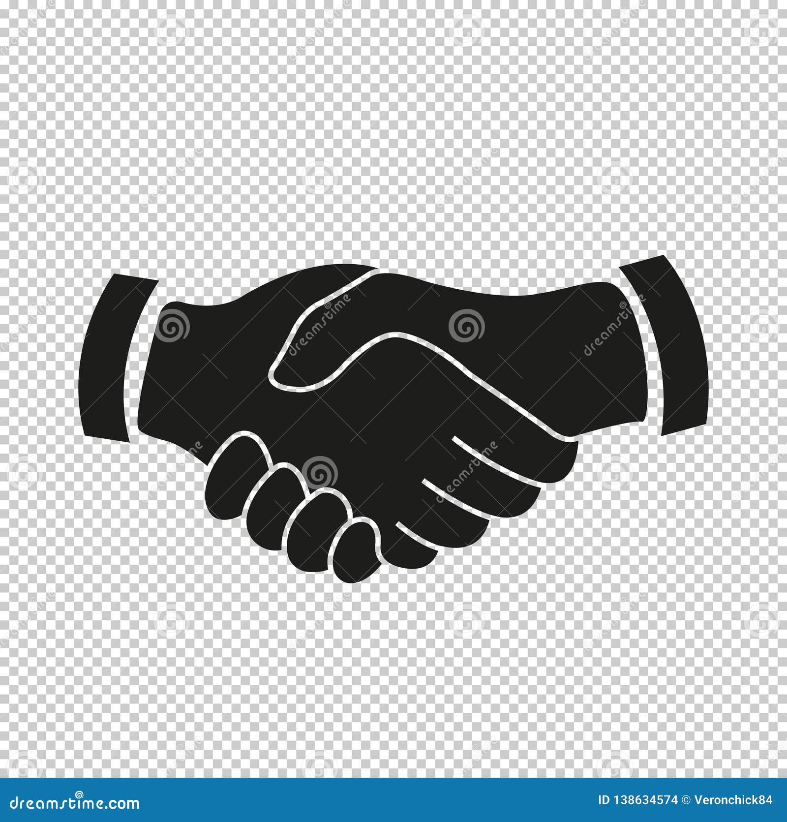 Black And White Handshake Icon