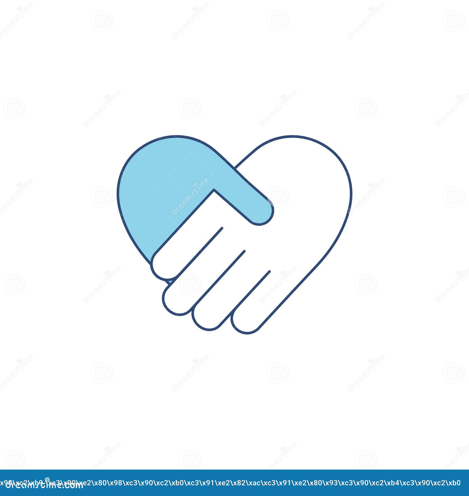 Handshake Blue Icon in Heart Shape Vector Illustration Isolated Stock ...