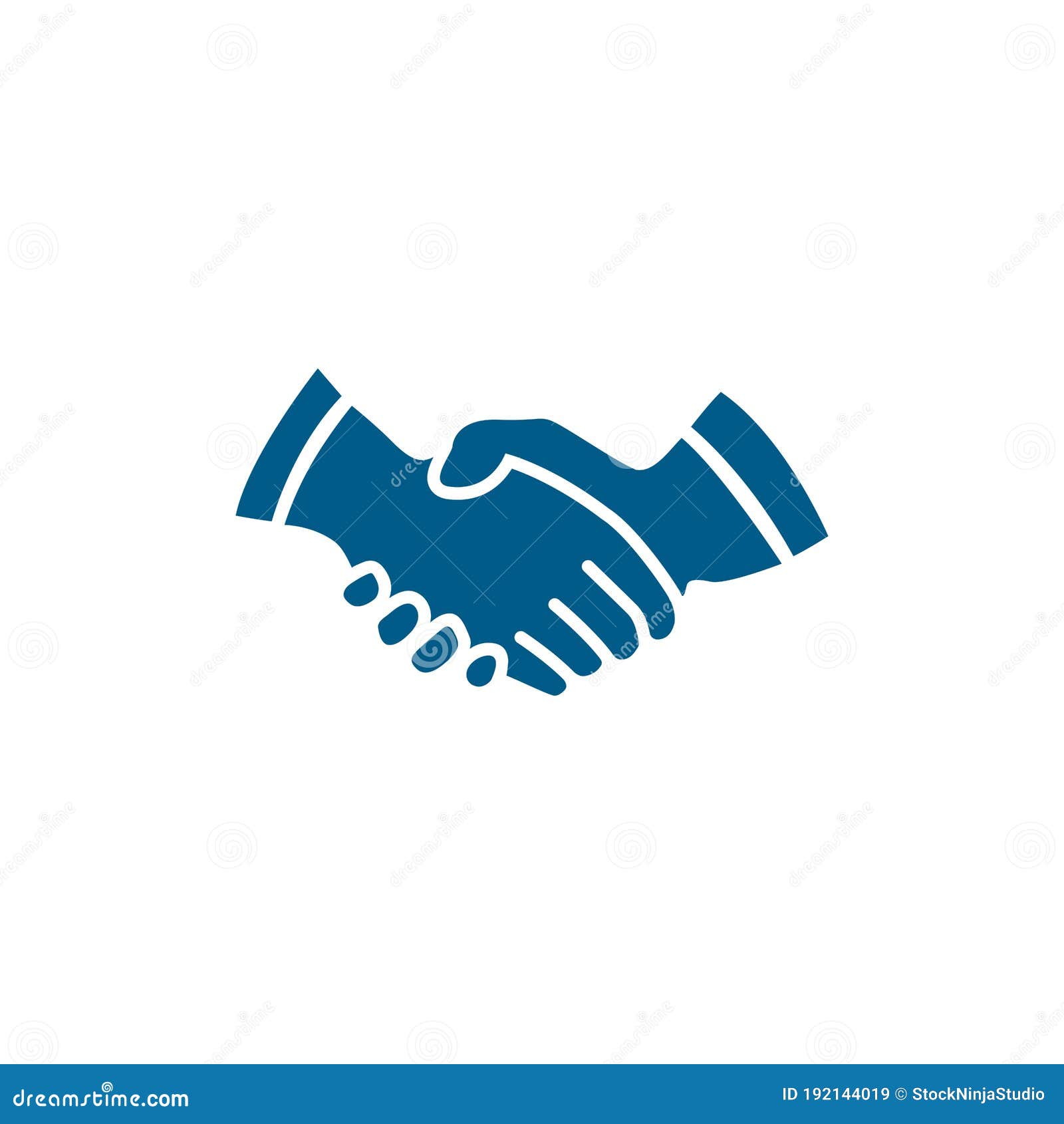 Handshake Blue Icon on White Background. Blue Flat Style Vector ...