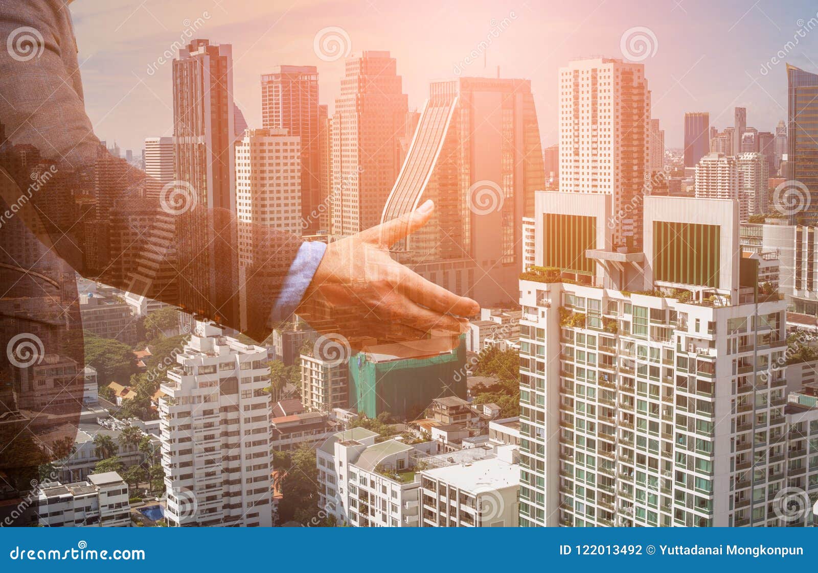 Handshake with building stock photo. Image of hand, city - 122013492