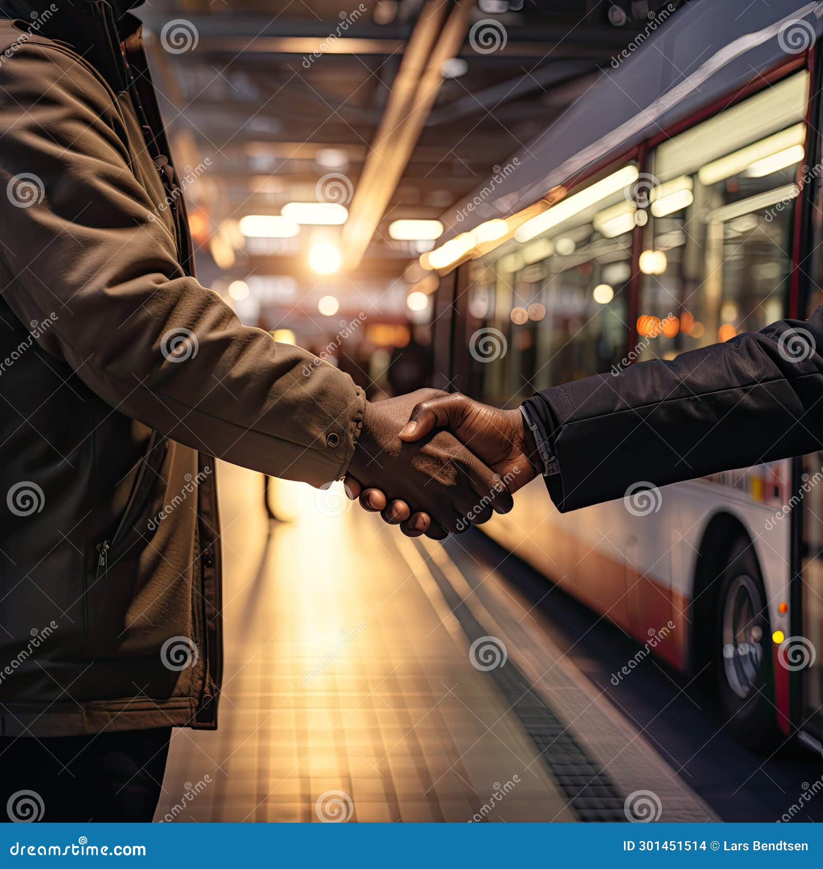 Handshake between a Bus Driver and a Passenger at a Bus Stop - AI ...
