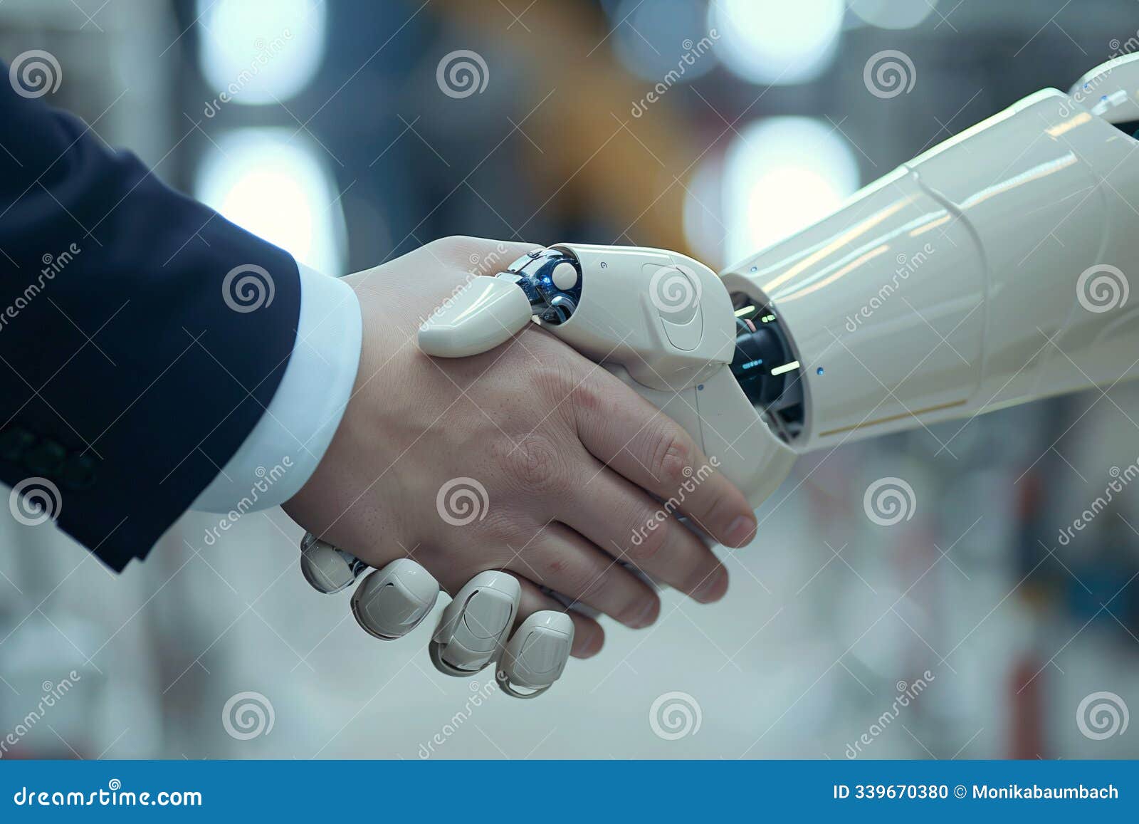 Handshake Of A Man With An Android, Robotic Artificial Intelligence Of ...