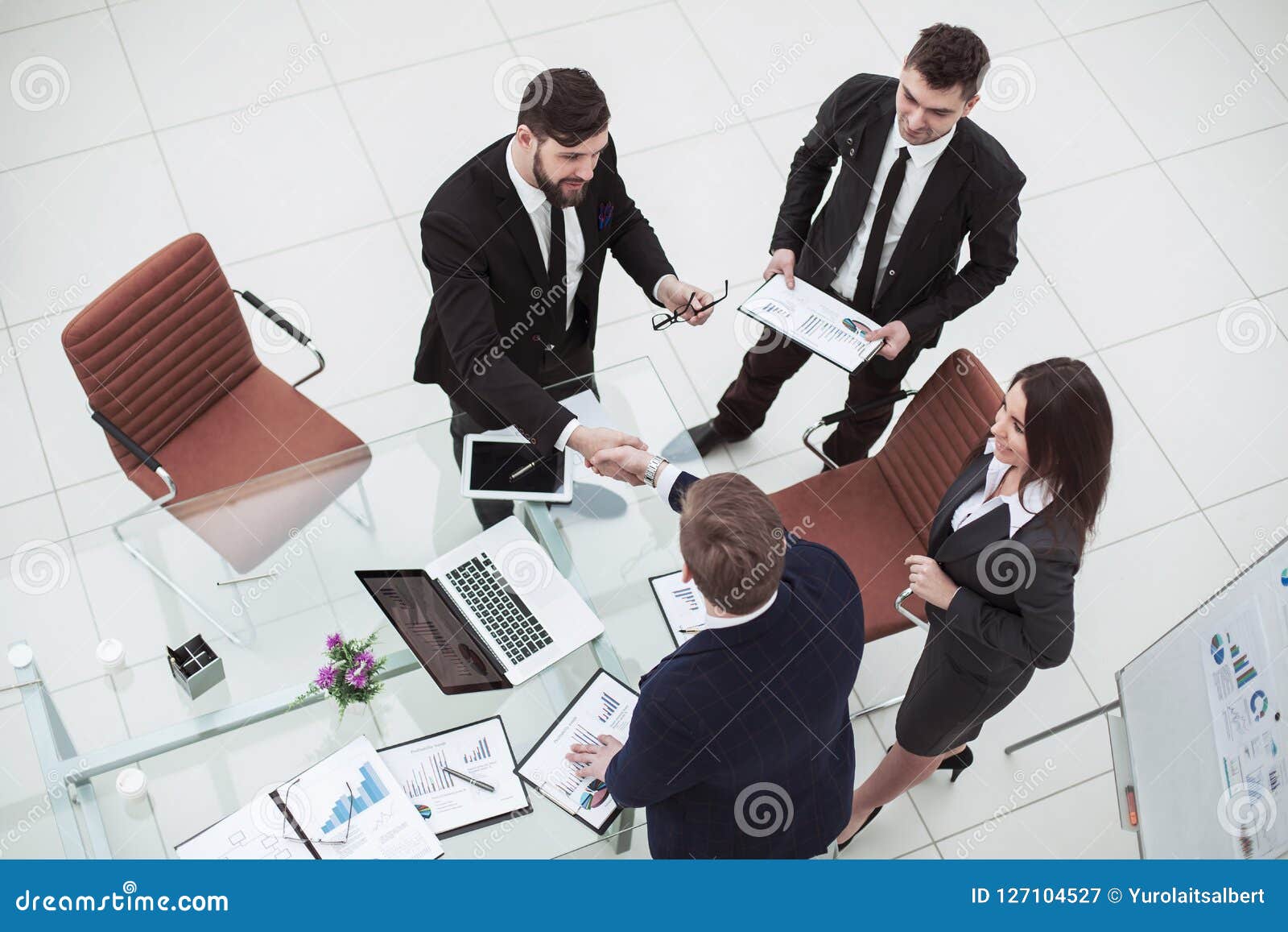 Handshake of Business Partners before the Presentation of a New Project ...