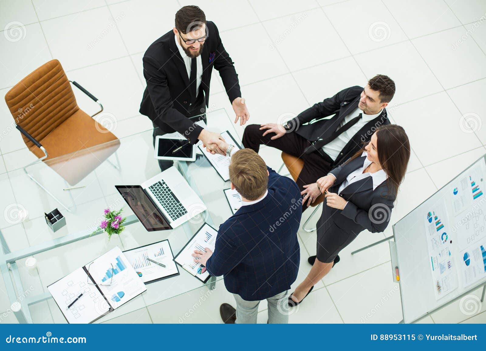 Handshake of Business Partners before the Presentation of a New Project ...