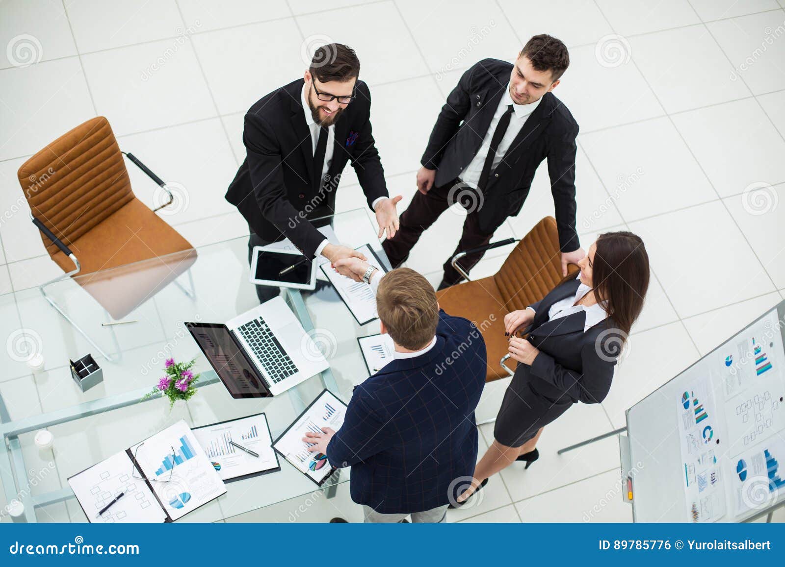 Handshake of Business Partners before the Presentation of a New Project ...