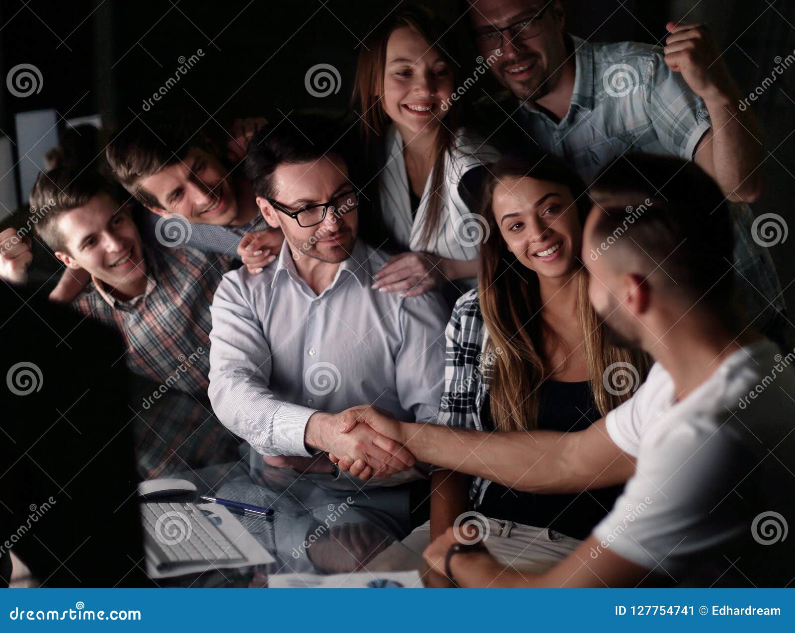Handshake of Business People in the Circle of Colleagues Stock Image ...